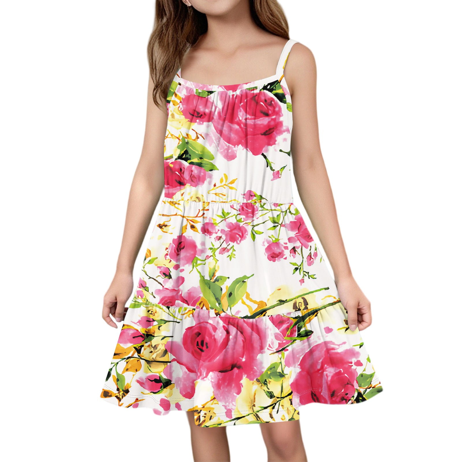 Abcomgle Girls Cami Dresses 7-16 Spaghetti Strap Sleeveless Girls Midi ...