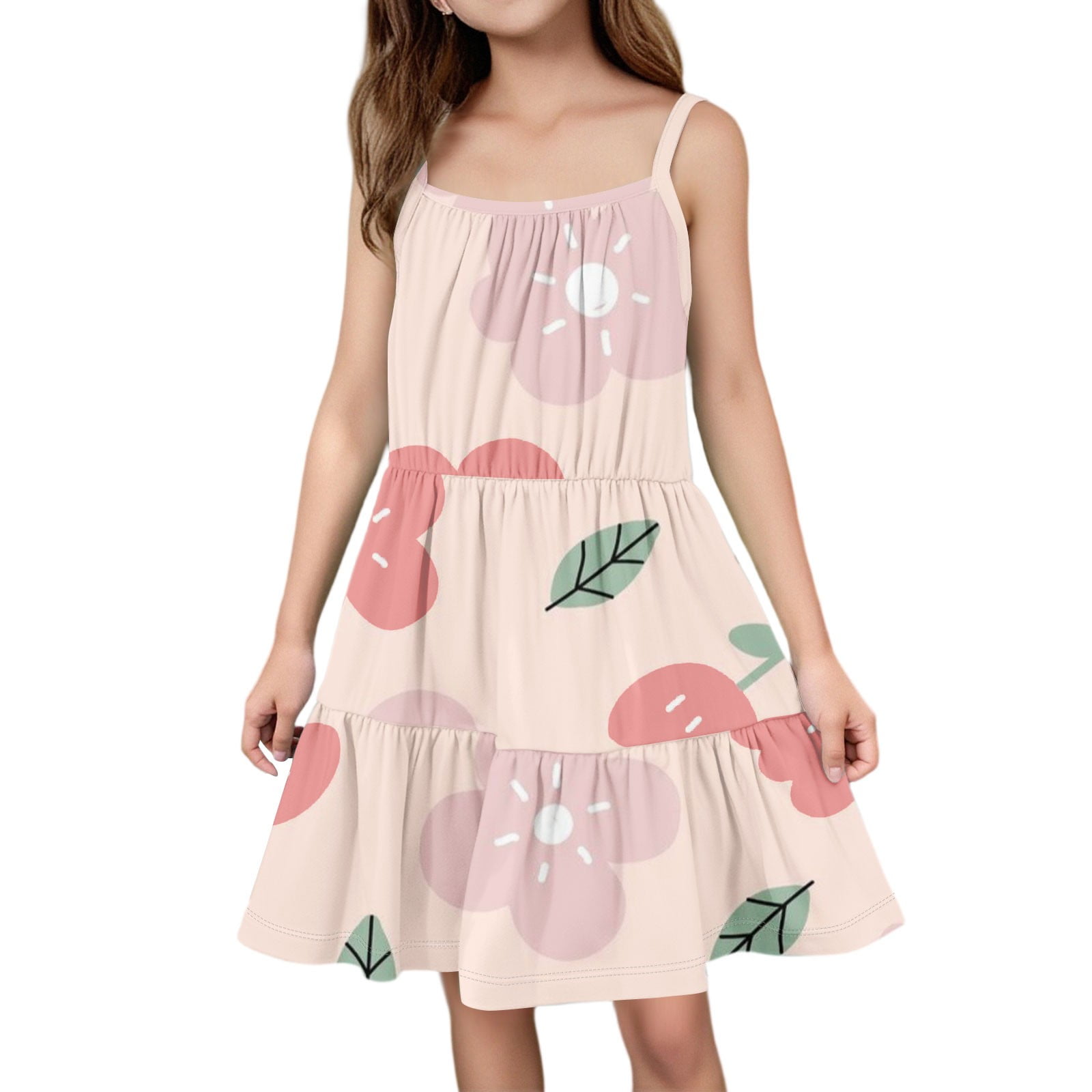 Abcomgle Girls Cami Dresses 7-16 Spaghetti Strap Sleeveless Midi Dress ...