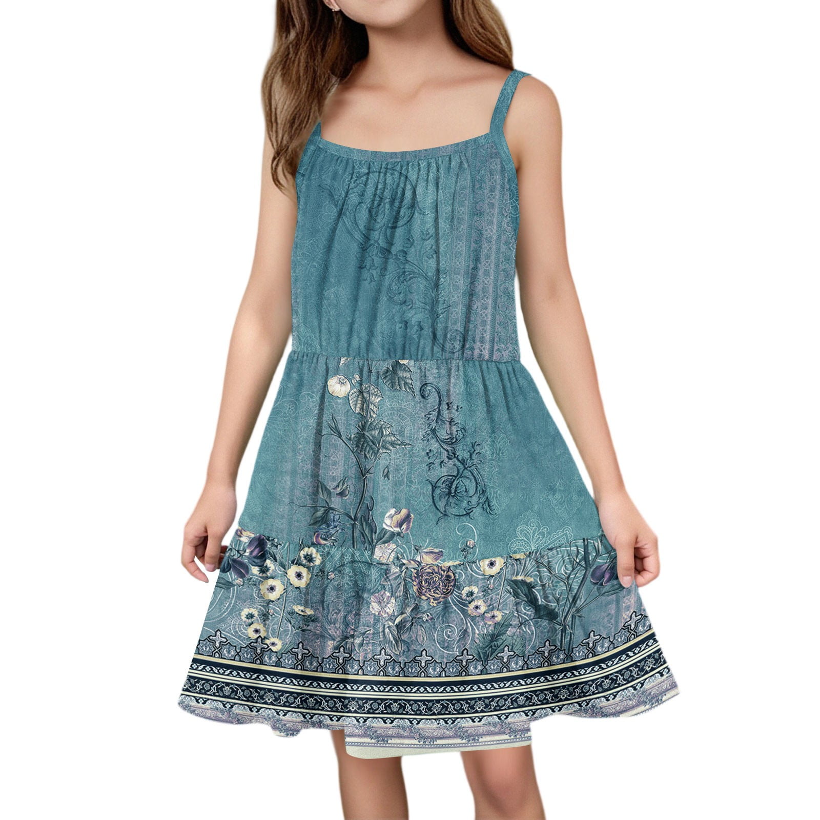 Abcomgle Girls Cami Dresses 7-16 Spaghetti Strap Sleeveless Midi Dress ...