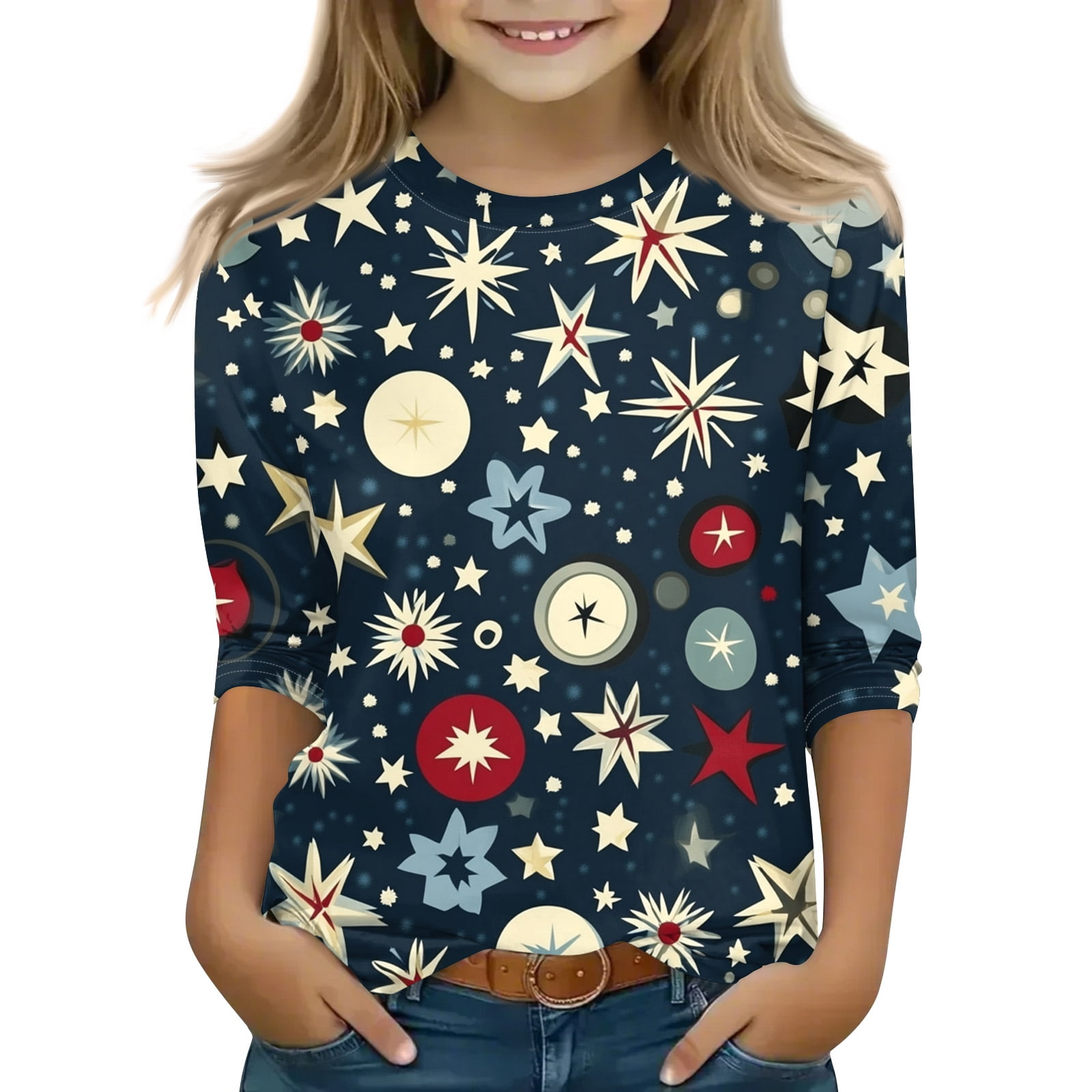 Abcomgle Girls Christmas Shirts 5t Cute Christmas Trees Ornament T ...