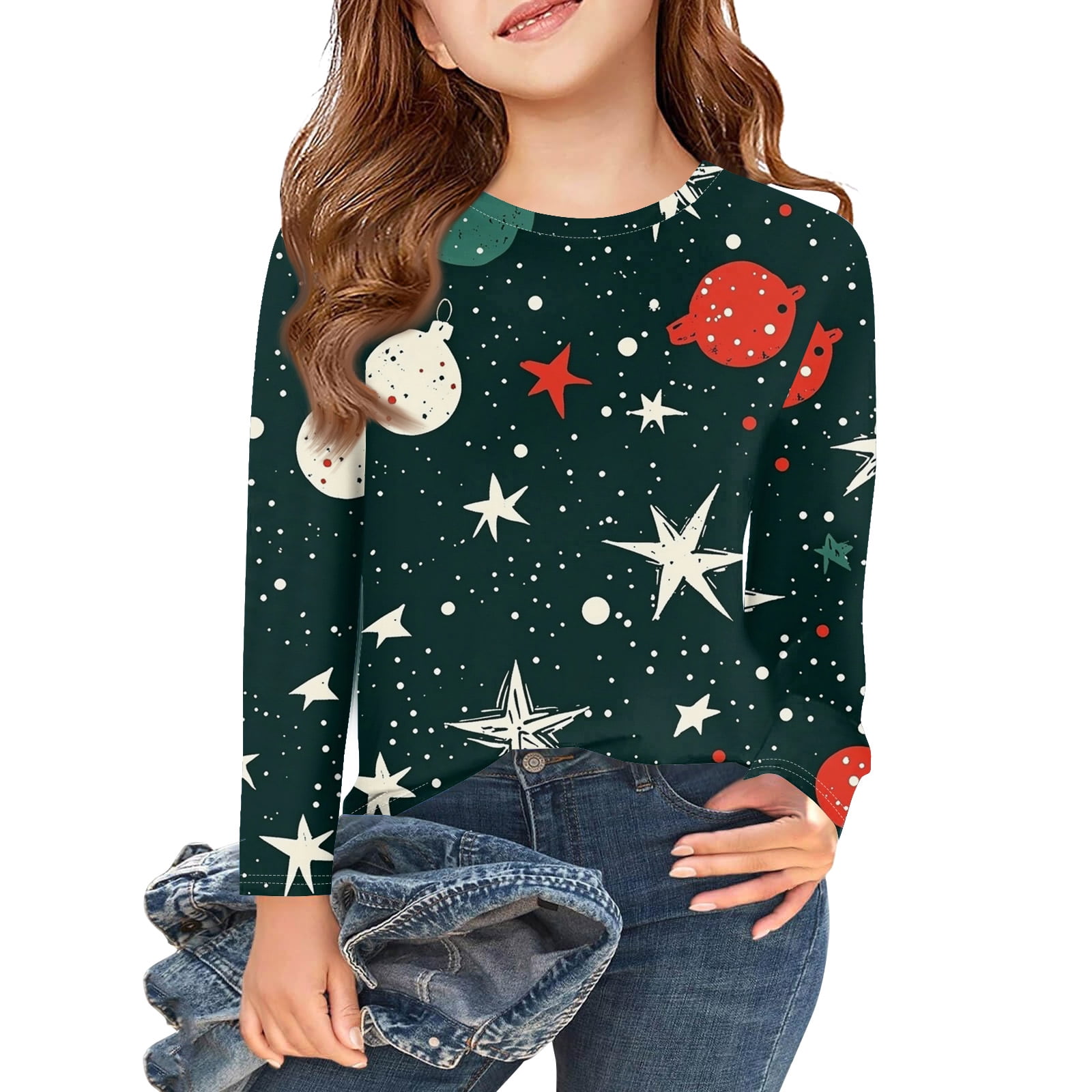 Abcomgle Girls Christmas Shirts Size 7-8 Cute Snowflake T Shirts for ...