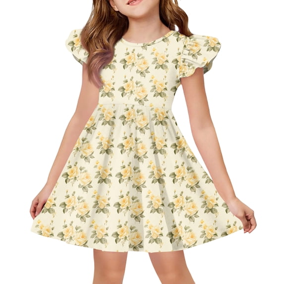 Abcomgle Girls Dresses Size 10-12 Casual A-Line Flutter Sleeve Midi ...