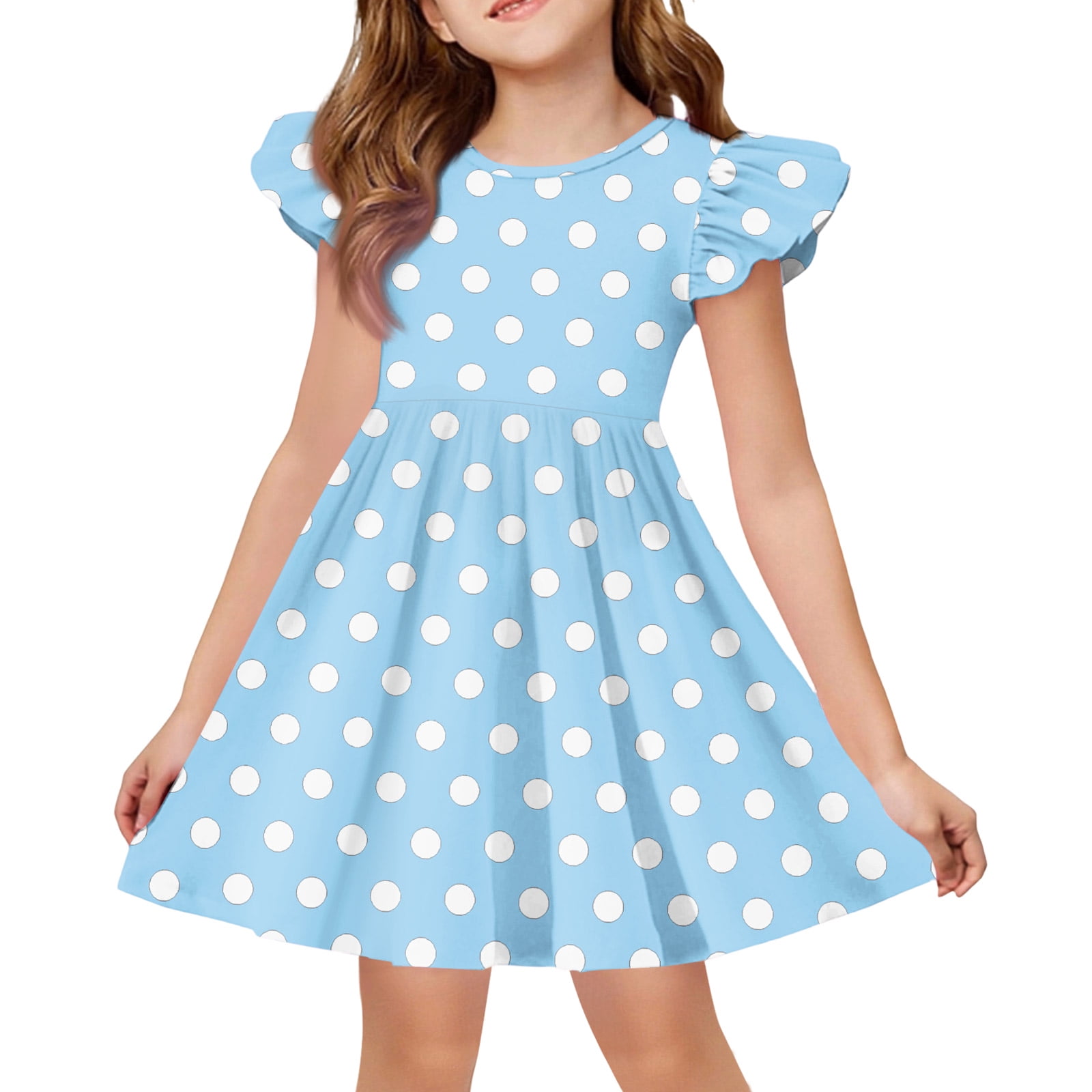 Abcomgle Girls Dresses Size 10-12 Casual A-Line Flutter Sleeve Midi ...