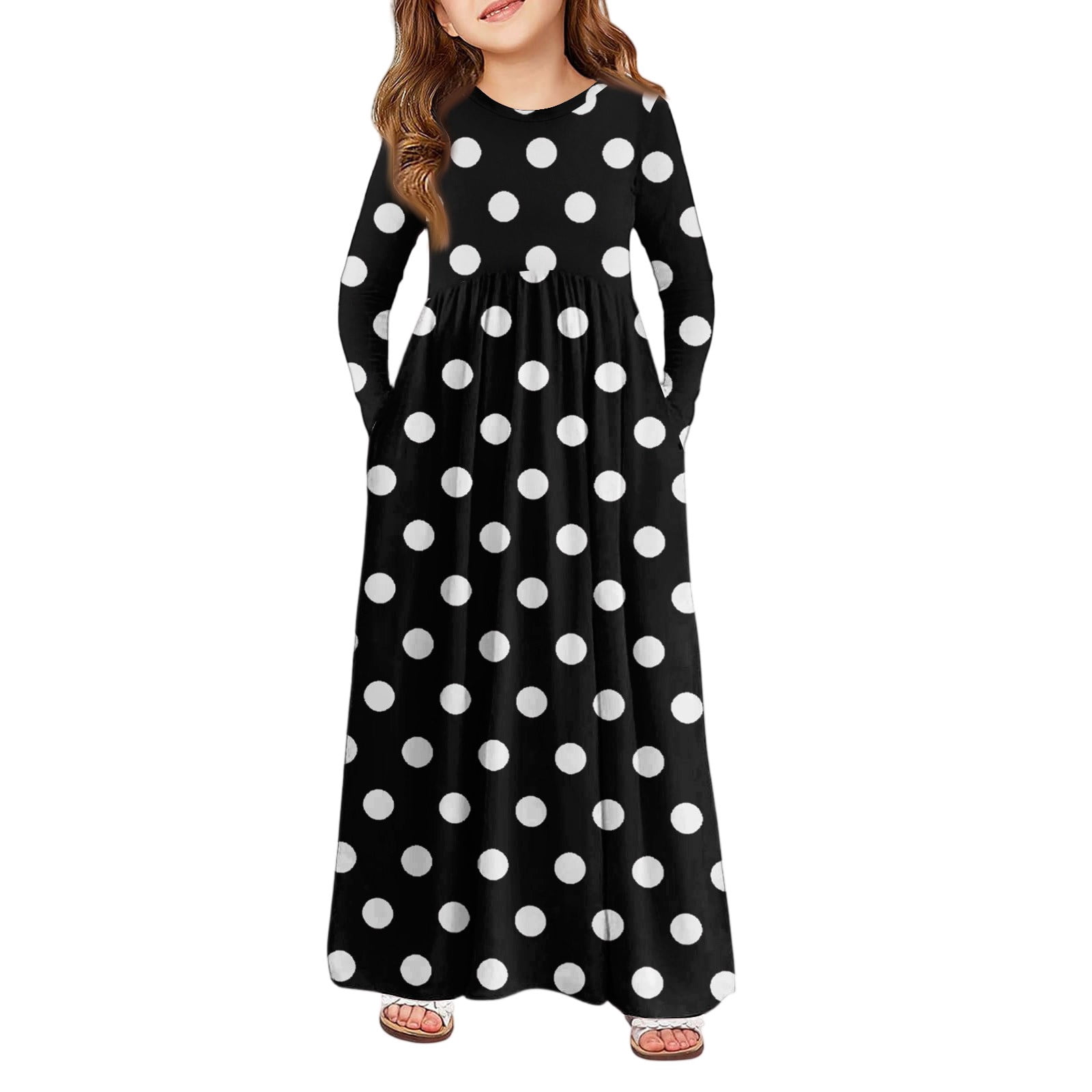 Abcomgle Girls Dresses Size 10-12 Casual A-Line Long Sleeve Girls Long ...