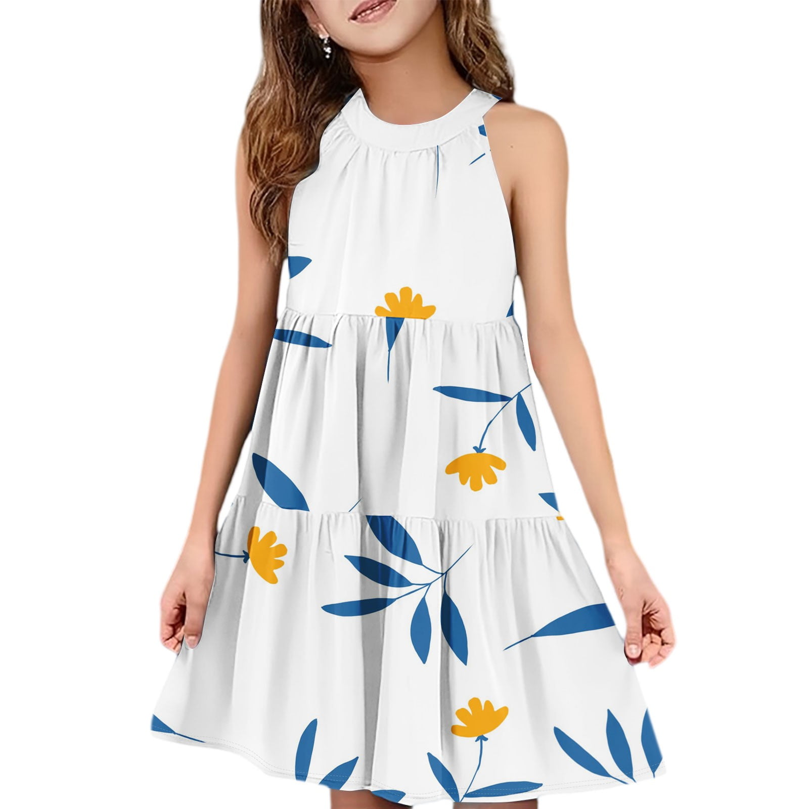 Abcomgle Girls Dresses Size 10-12 Casual Halter Neck Sleeveless Girls ...