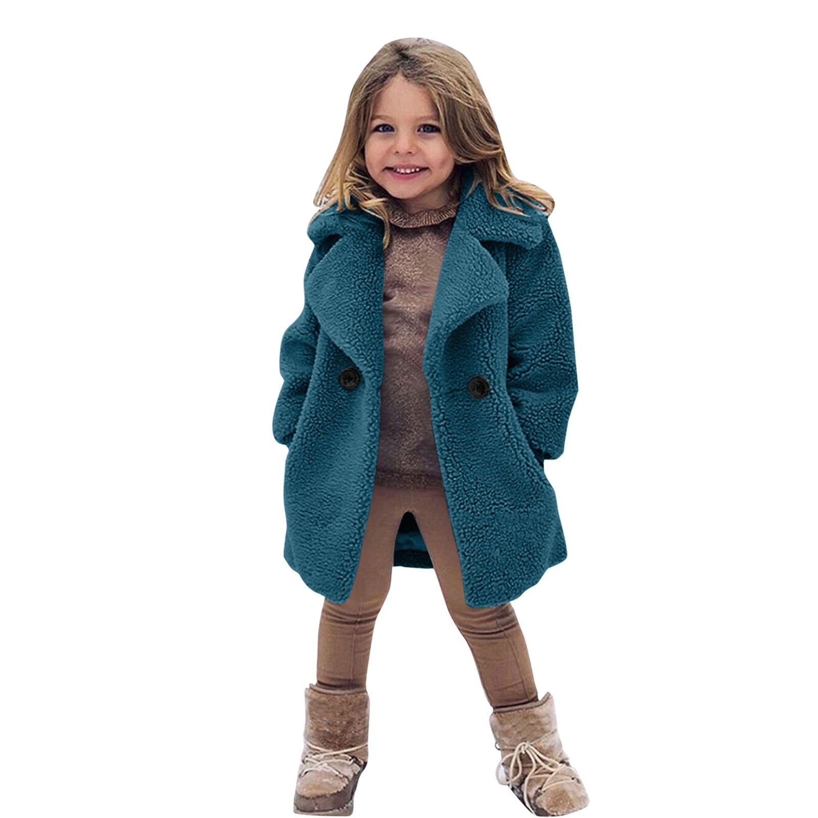 Abcomgle Girls Fleece Jacket Size 7-8 Teddy Faux Fur Fuzzy Toddler ...