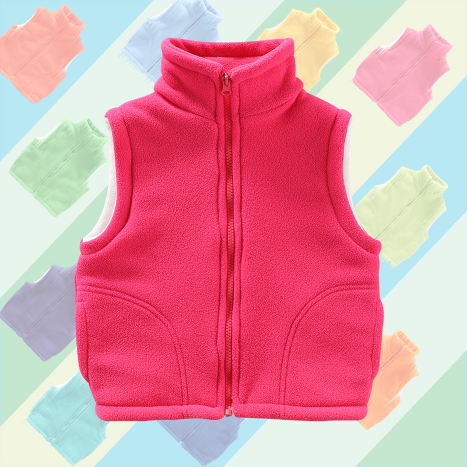 Abcomgle Girls Fleece Vest Full Zip Sleeveless Vest Jacket for Girls ...