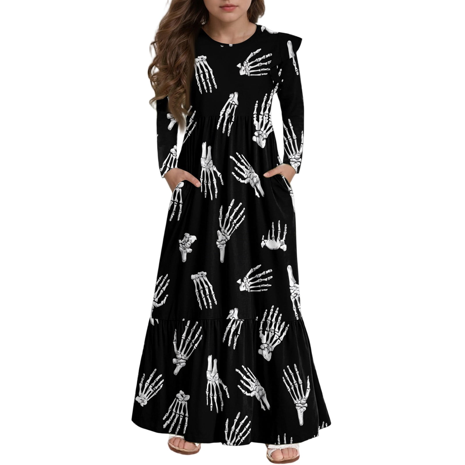 Abcomgle Girls Halloween Dresses Size 10-12 Spooky Skeleton Finger ...