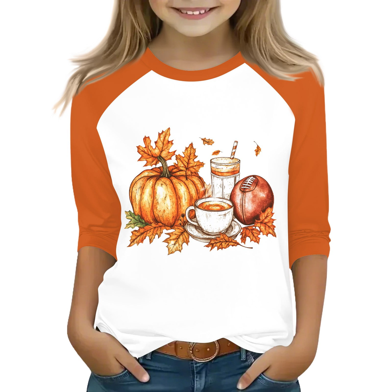 Abcomgle Girls Halloween Shirts 5t Spooky Pumpkin Coffee Graphic ...
