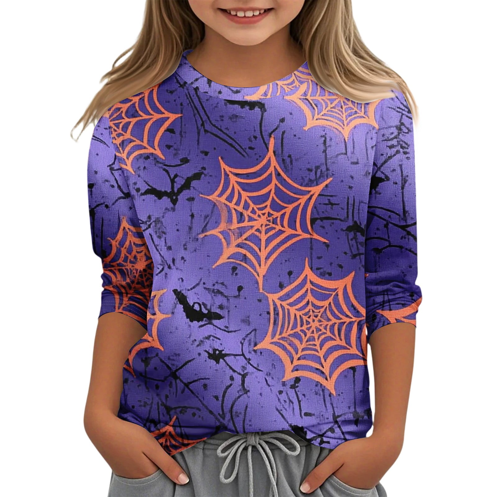 Abcomgle Girls Halloween Shirts Size 14 Spooky Bat Spider Graphic ...