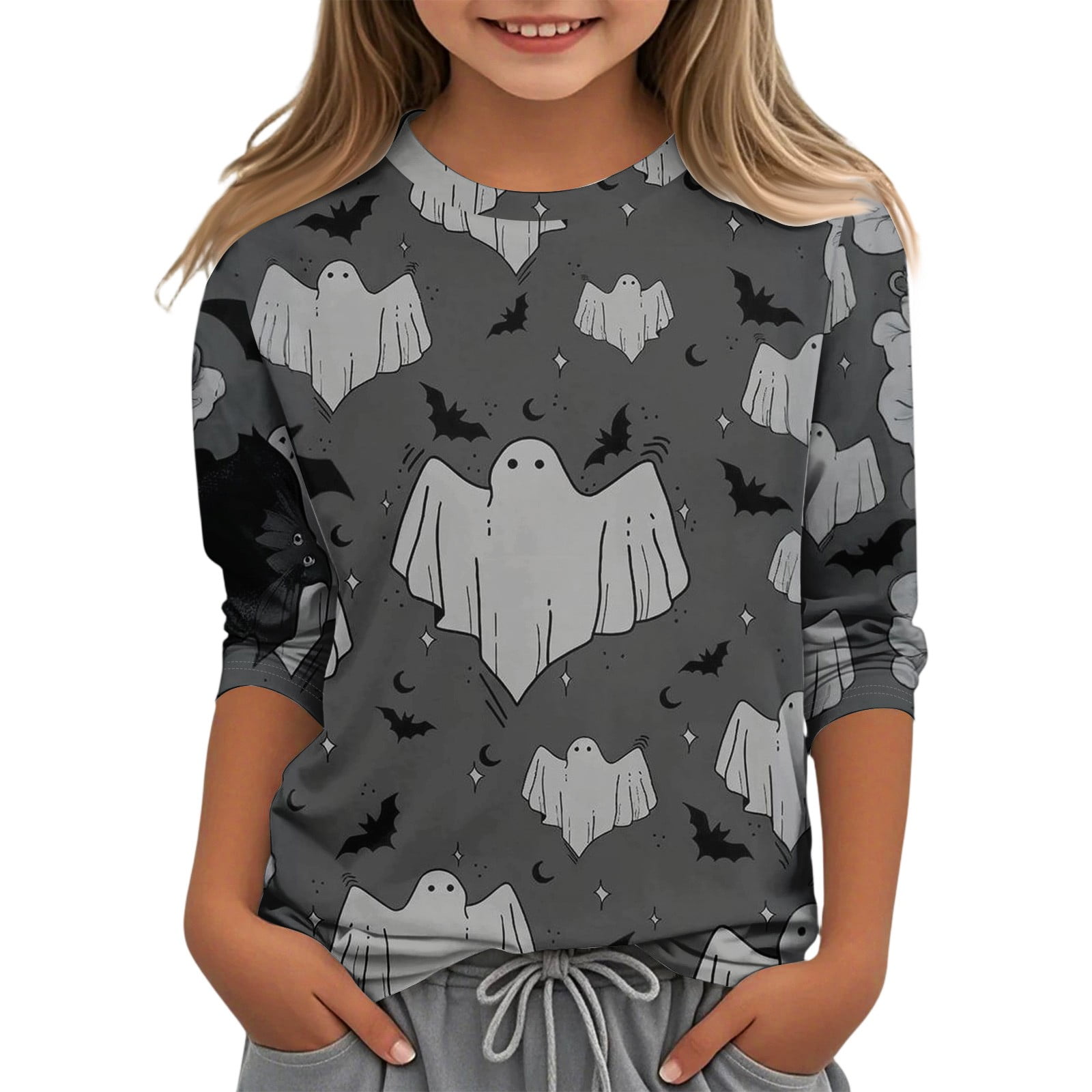 Abcomgle Girls Halloween Shirts Size 14 Spooky Ghost Bat Graphic T ...