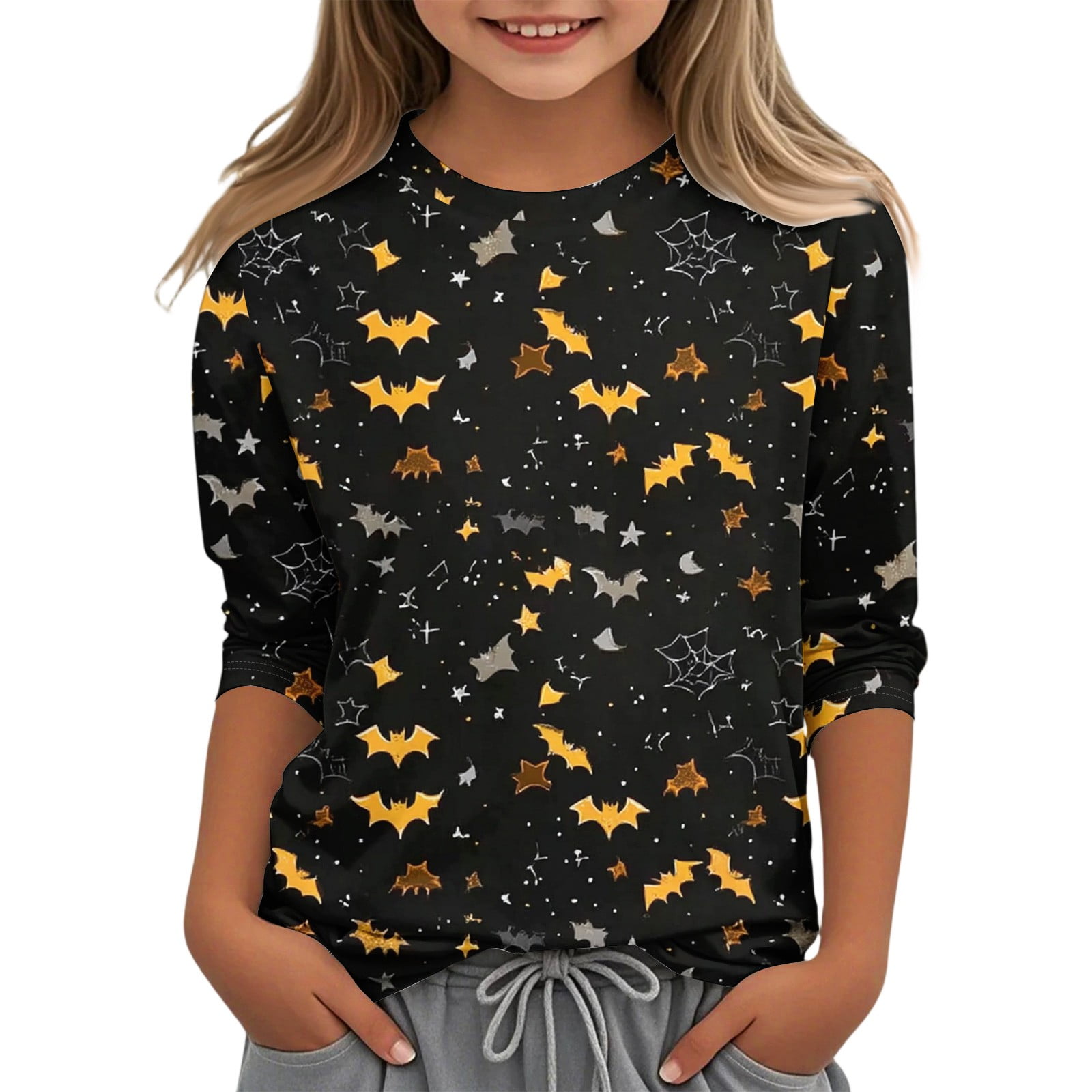 Abcomgle Girls Halloween Shirts Size 7-8 Spooky Bat Graphic T Shirts ...