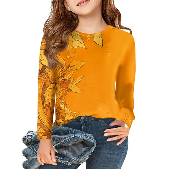 Abcomgle Girls Long Sleeve Shirts 10-12 Casual Vintage Floral Print ...