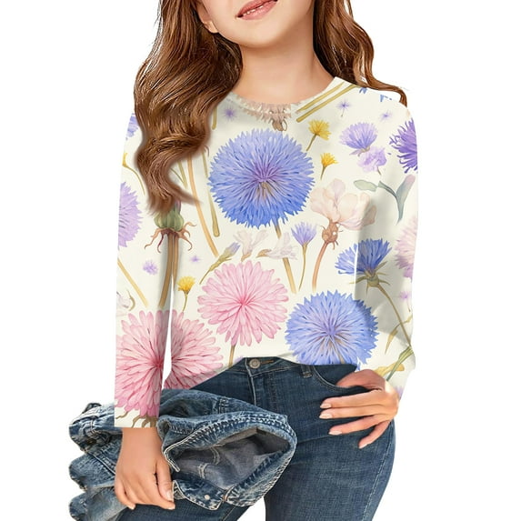 Abcomgle Girls Long Sleeve T Shirts 10-12 Crewneck Spring Shirts for ...