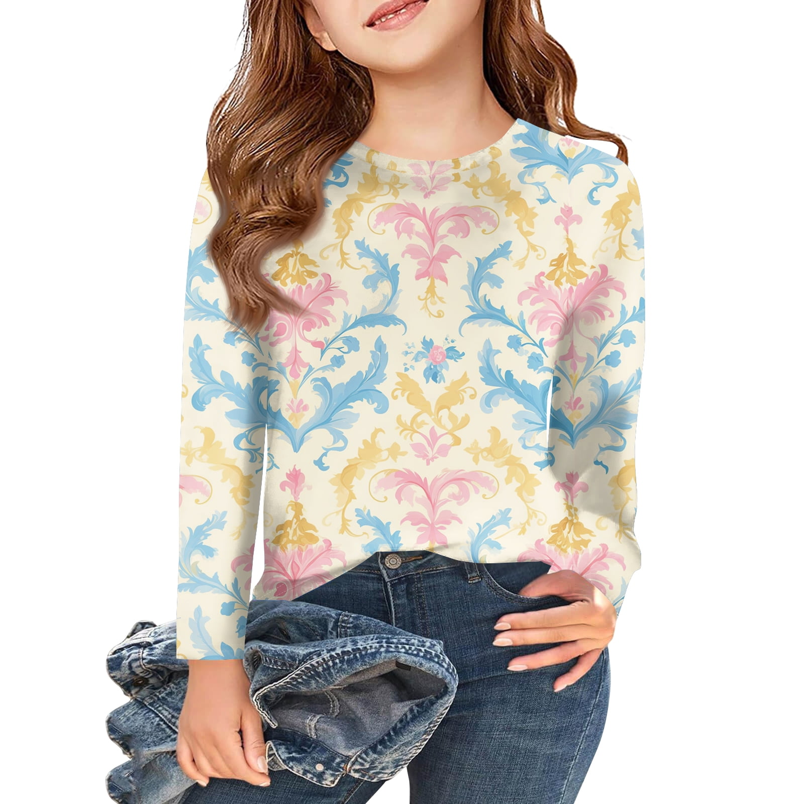 Abcomgle Girls Long Sleeve T Shirts 10-12 Crewneck Winter Shirts for ...