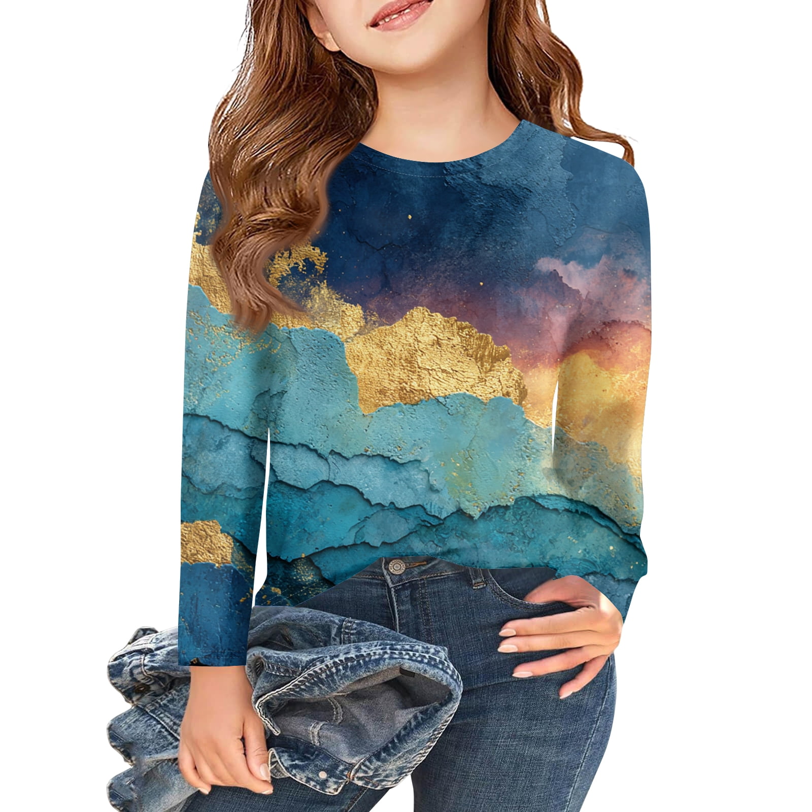 Abcomgle Girls Long Sleeve T Shirts 10-12 Crewneck Winter Tshirts for ...
