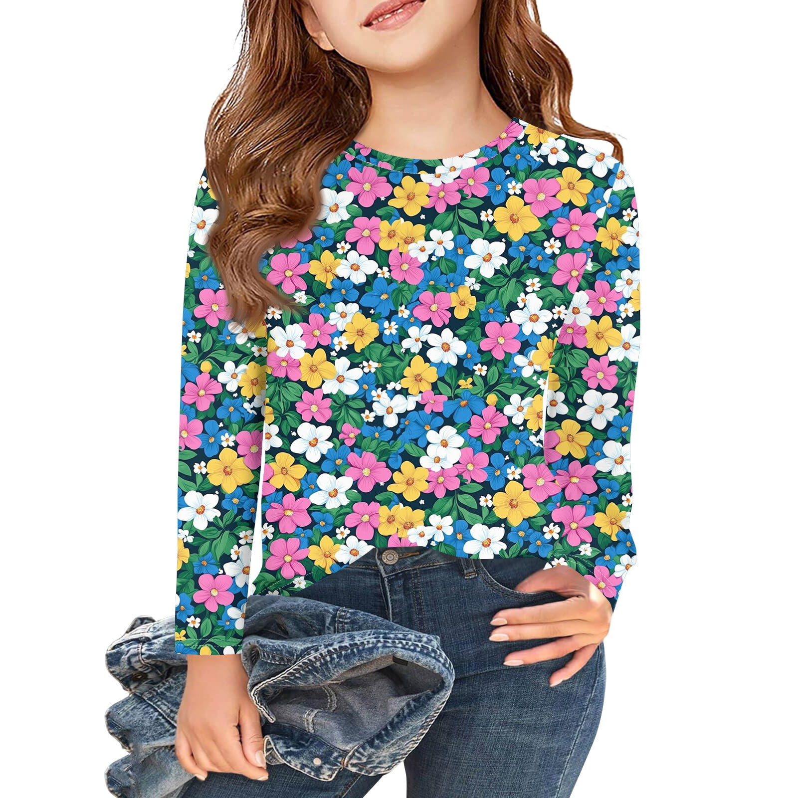 Abcomgle Girls Long Sleeve T Shirts Size 7-8 Crewneck Fall Tshirts for ...