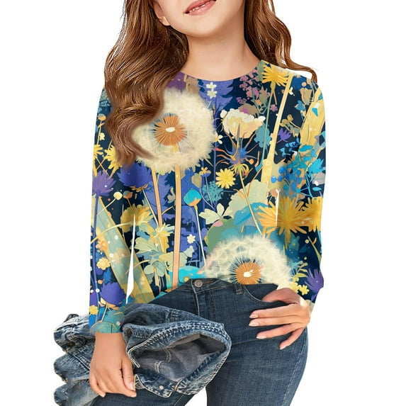 Abcomgle Girls Long Sleeve T Shirts Size 7-8 Crewneck Winter Tee for ...