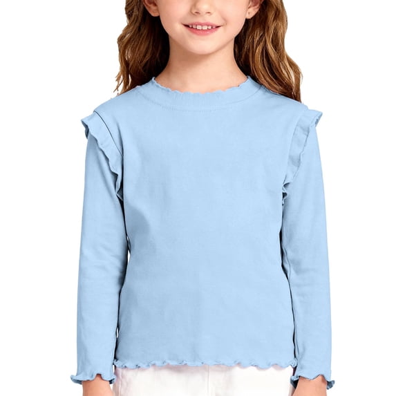 Abcomgle Girls Long Sleeve T Shirts Size 7-8 Lettuce Trim Fall Tshirts ...