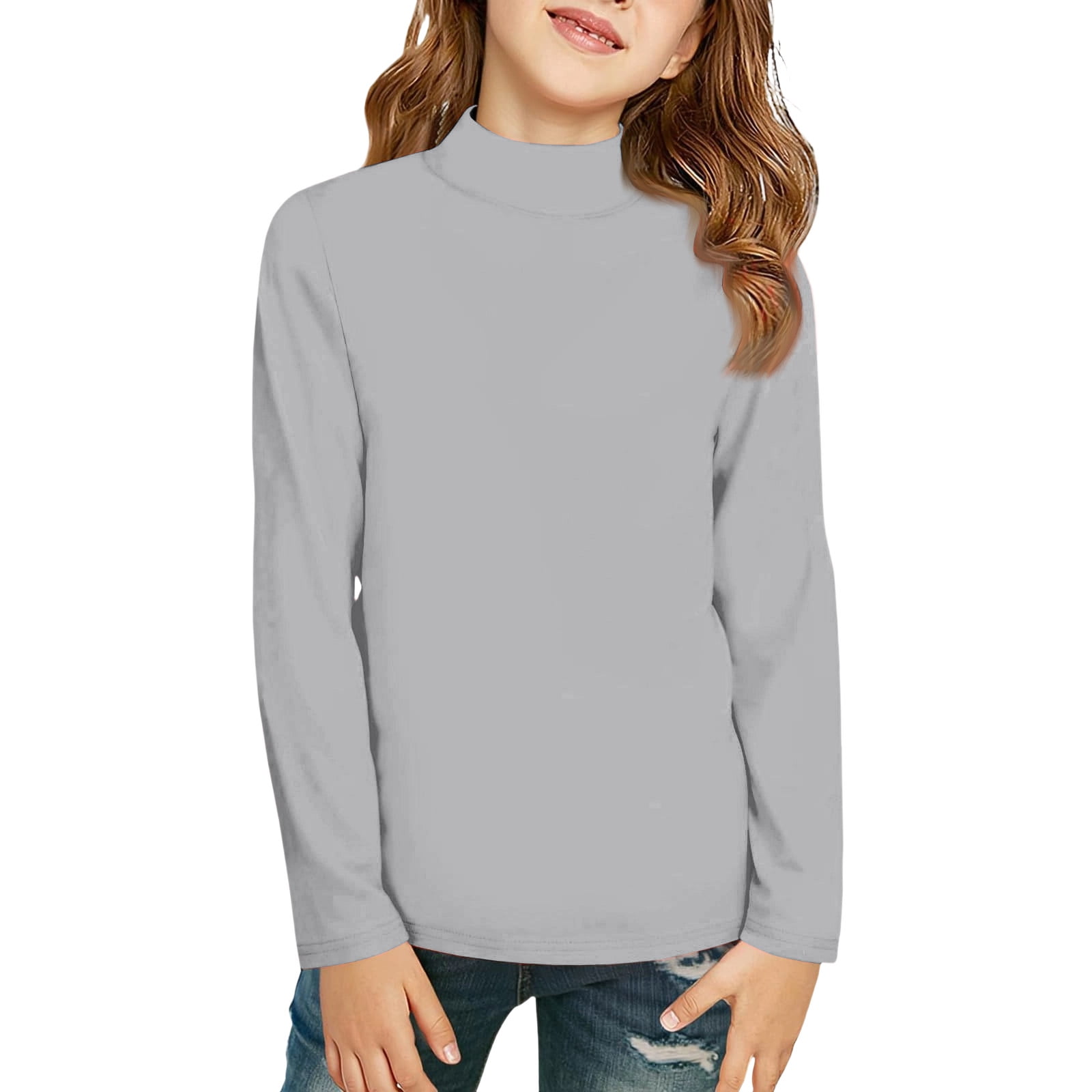 Abcomgle Girls Long Sleeve Tops 7-16 Casual Workout Mock Neck T-Shirts ...