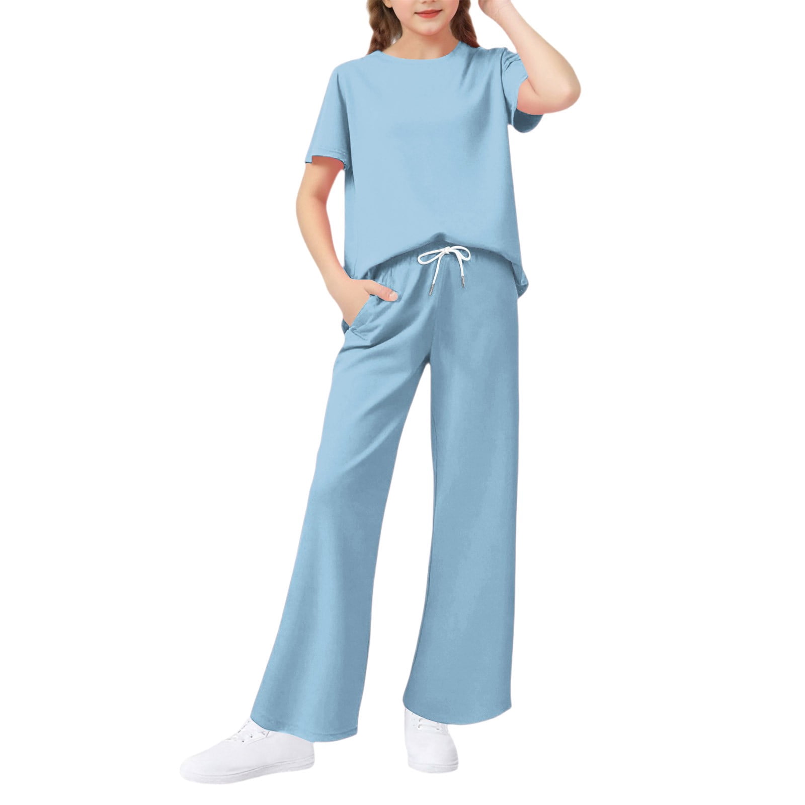 Abcomgle Girls Lounge Sets Size 10-12 Girls Two Piece Outfits Solid ...