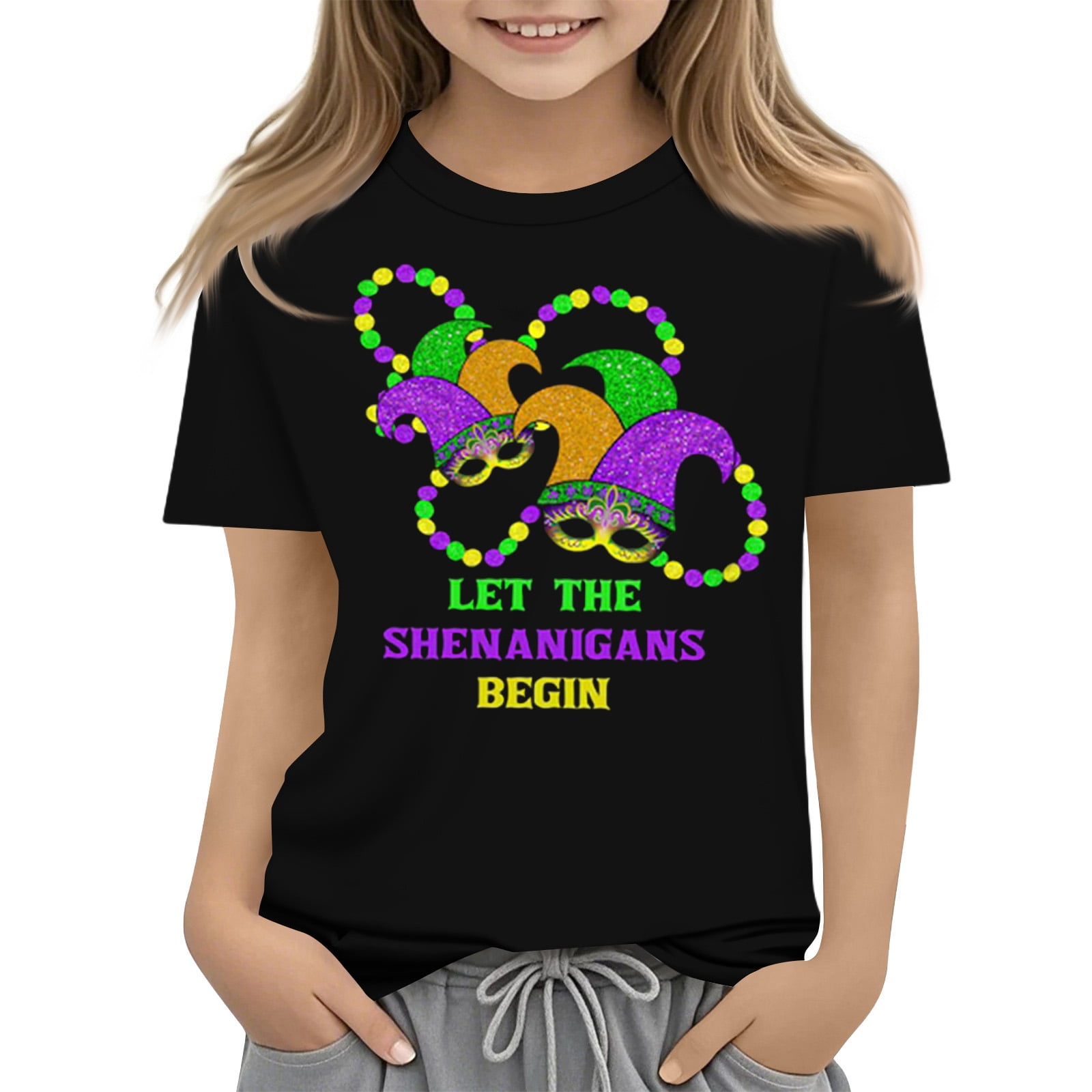 Abcomgle Girls Mardi Gras Shirts 10-12 Carnival Mask T-Shirts for Girls ...