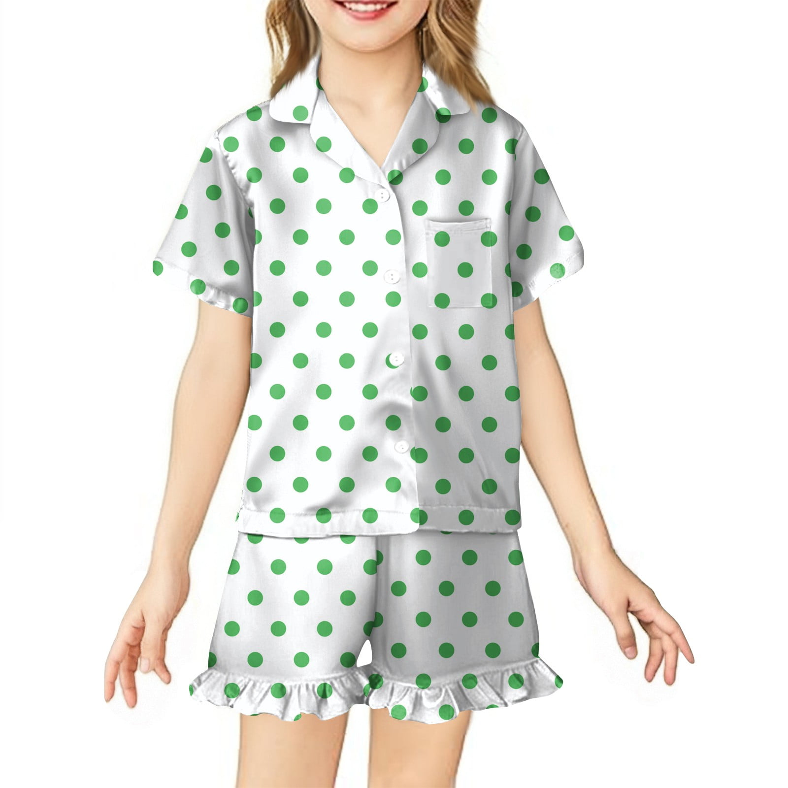 Abcomgle Girls Matching Pajamas Size 14-16 Polka Dot Graphic Kids ...