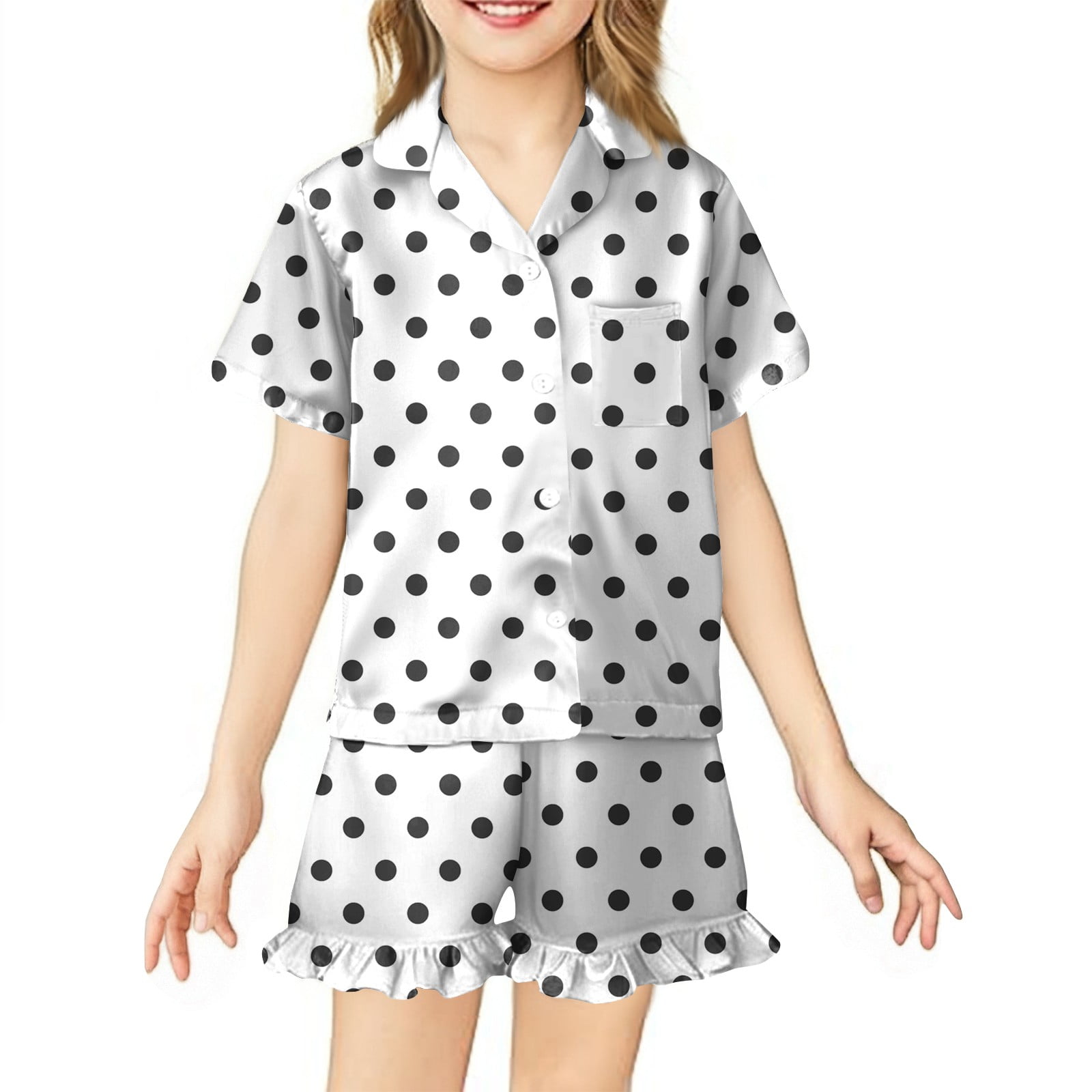 Abcomgle Girls Matching Pajamas for Sleepwear Polka Dot Print Girls ...
