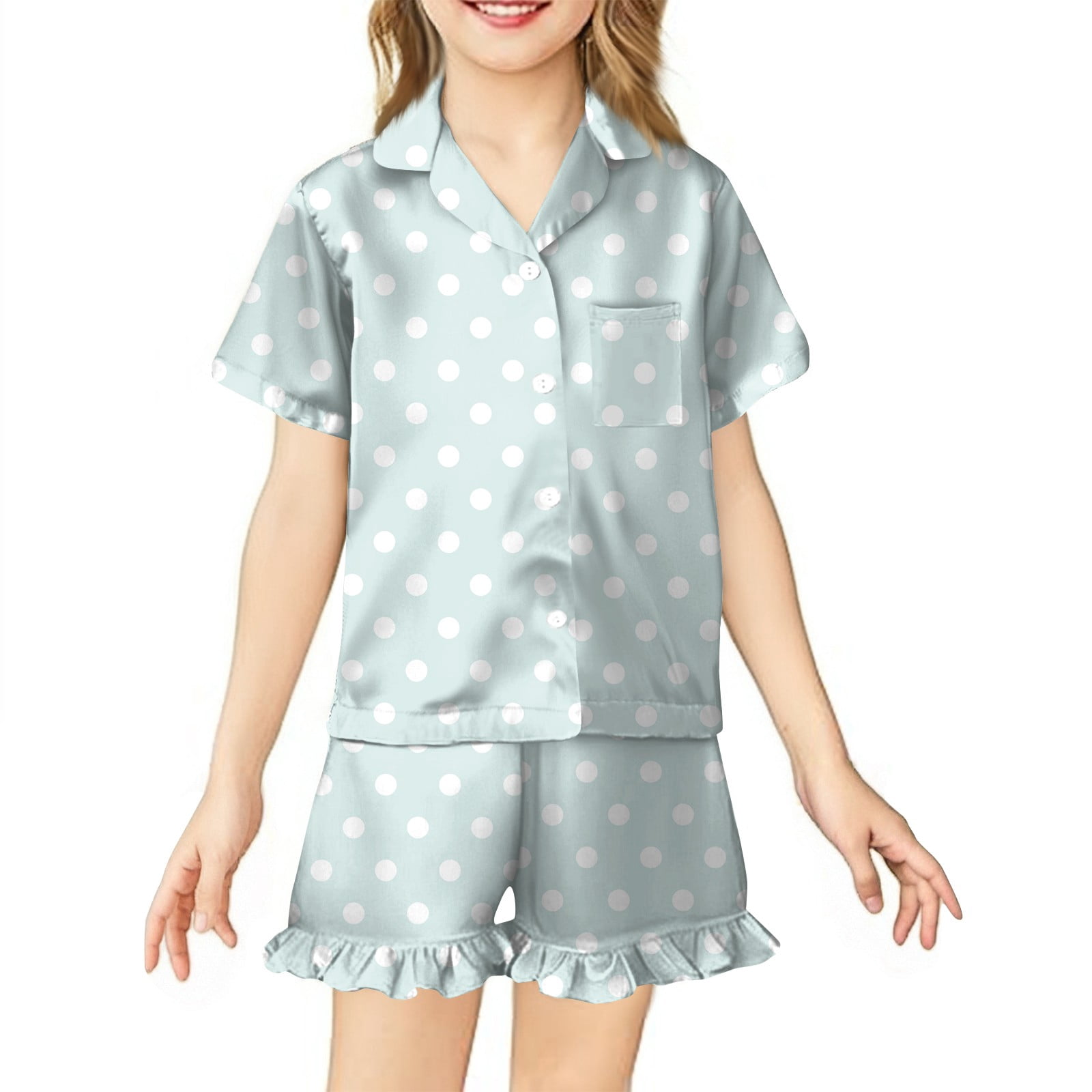 Abcomgle Girls Matching Pajamas for Sleepwear Polka Dot Print Girls ...