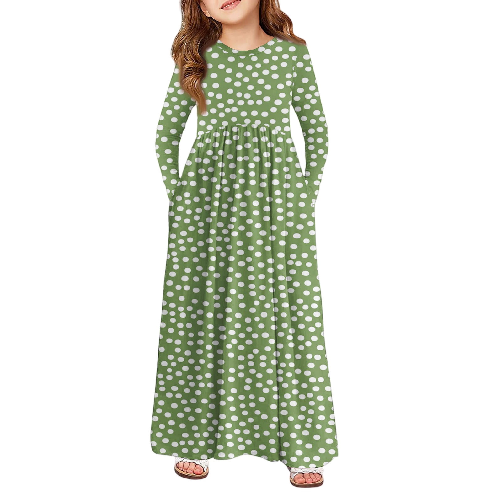 Abcomgle Girls Maxi Dresses 7-16 A-Line Long Sleeve Girls Long Dresses ...