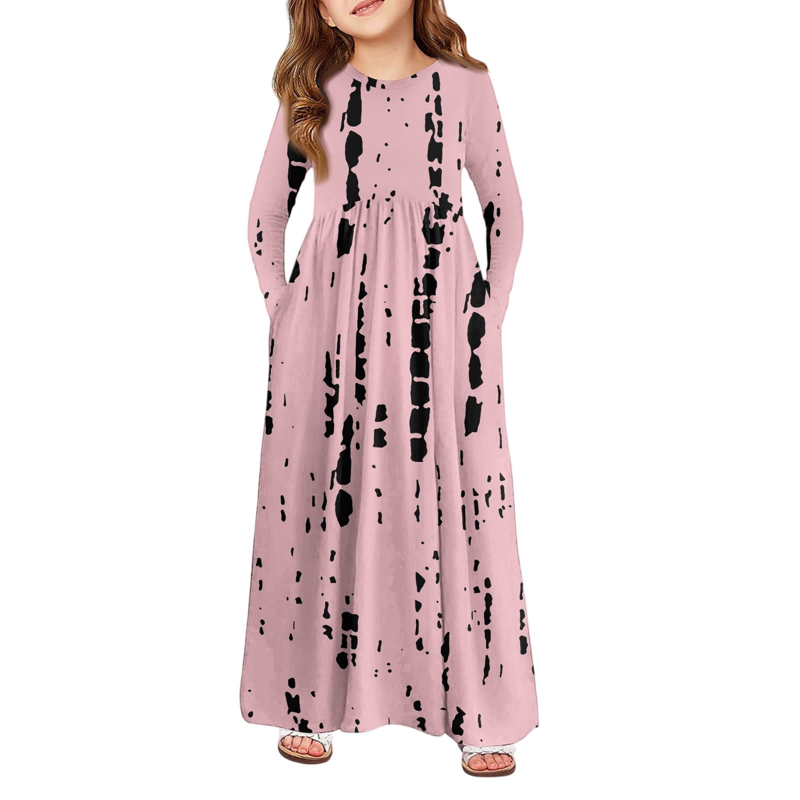 Abcomgle Girls Maxi Dresses 7-16 A-Line Long Sleeve Girls Long Dresses ...