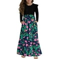 Abcomgle Girls Maxi Dresses 7-16 Patchwork Ruffle Long Sleeve Girls ...