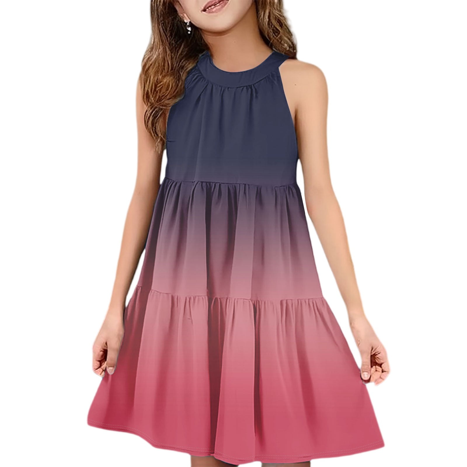 Abcomgle Girls Midi Dresses 10-12 Casual Halter Neck Sleeveless Midi ...