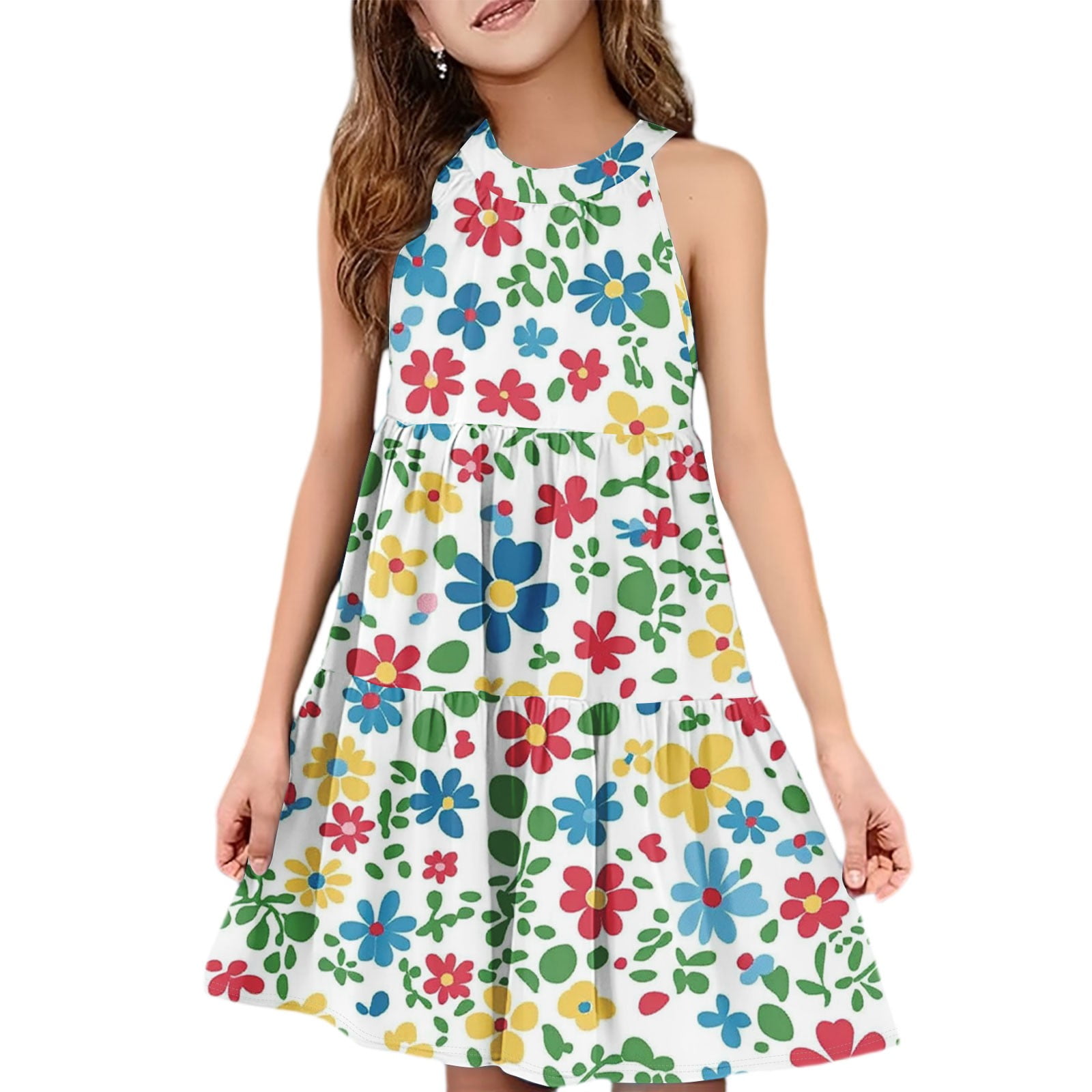 Abcomgle Girls Midi Dresses 7-16 Halter Neck Sleeveless Girls Dresses ...