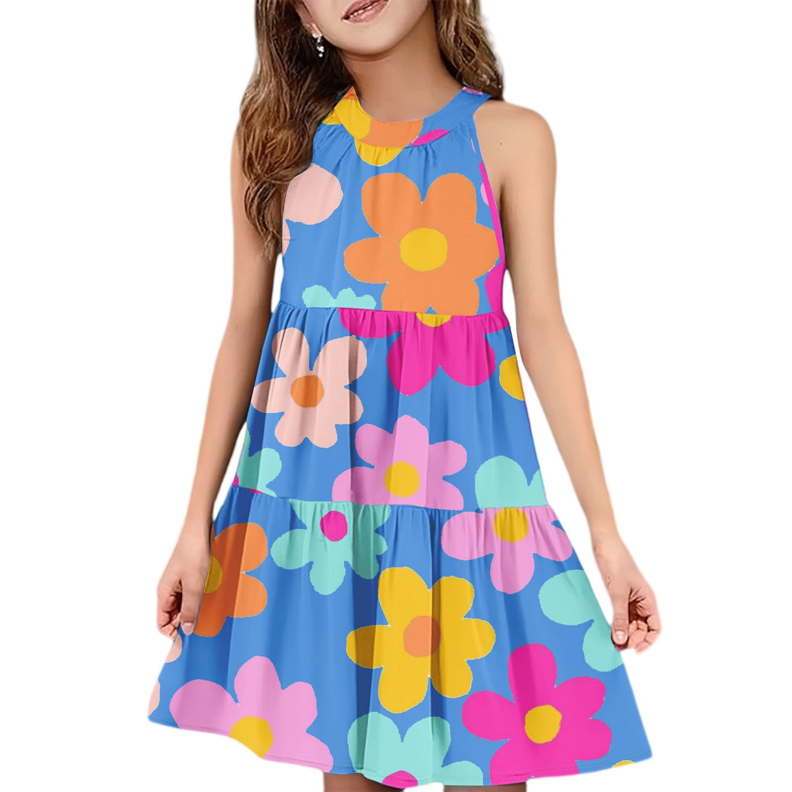 Abcomgle Girls Midi Dresses 7-16 Halter Neck Sleeveless Midi Dress ...