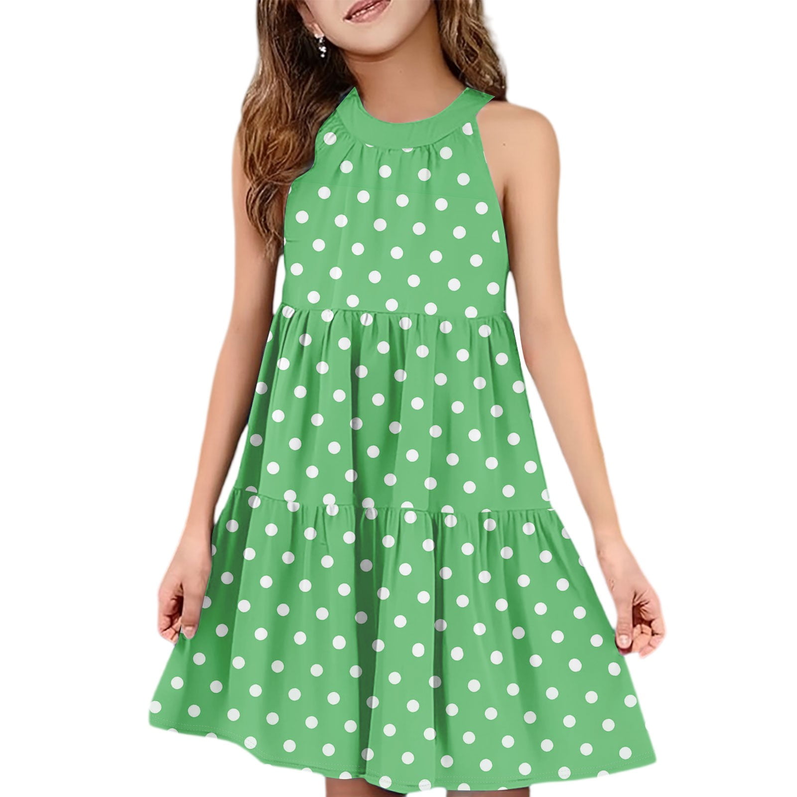 Abcomgle Girls Midi Dresses 7-16 Halter Neck Sleeveless Midi Dress ...