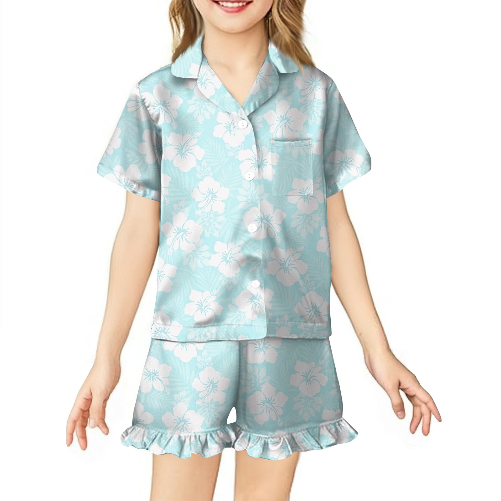 Abcomgle Girls Pajamas Size 14-16 Pink Puff Flower Graphic Girls Shorts ...