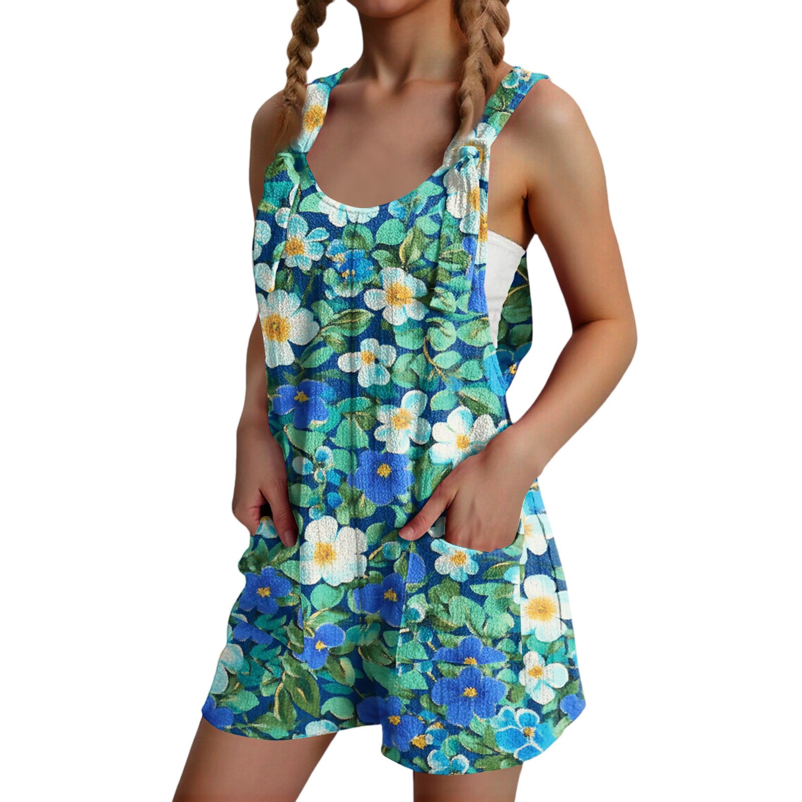 Abcomgle Girls Rompers Size 7-8 Casual Sleeveless Linen Short Jumpsuits ...