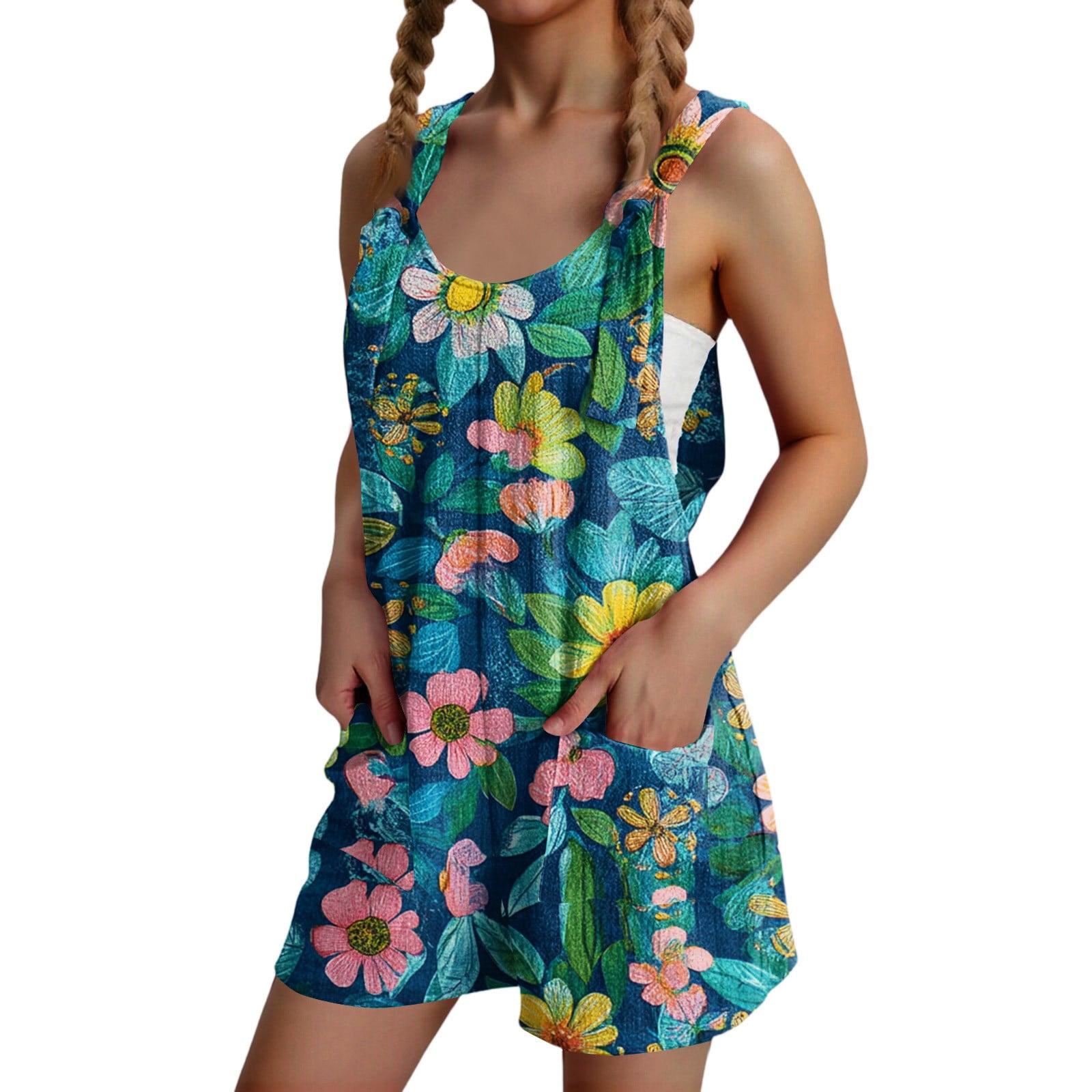 Abcomgle Girls Rompers Size 7-8 Sleeveless Adjustable Strap Short ...