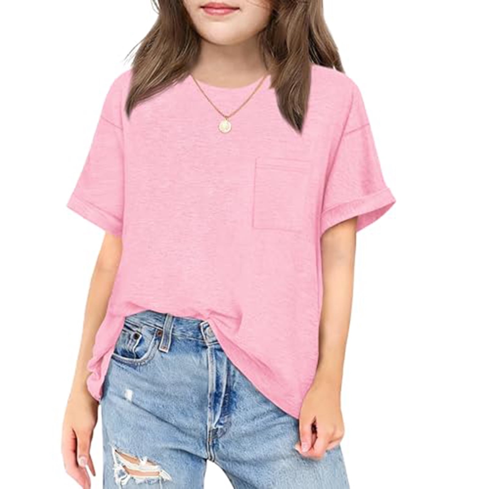 Abcomgle Girls Shirts Size 14-16 Crewneck Oversized Girls Shirts with ...