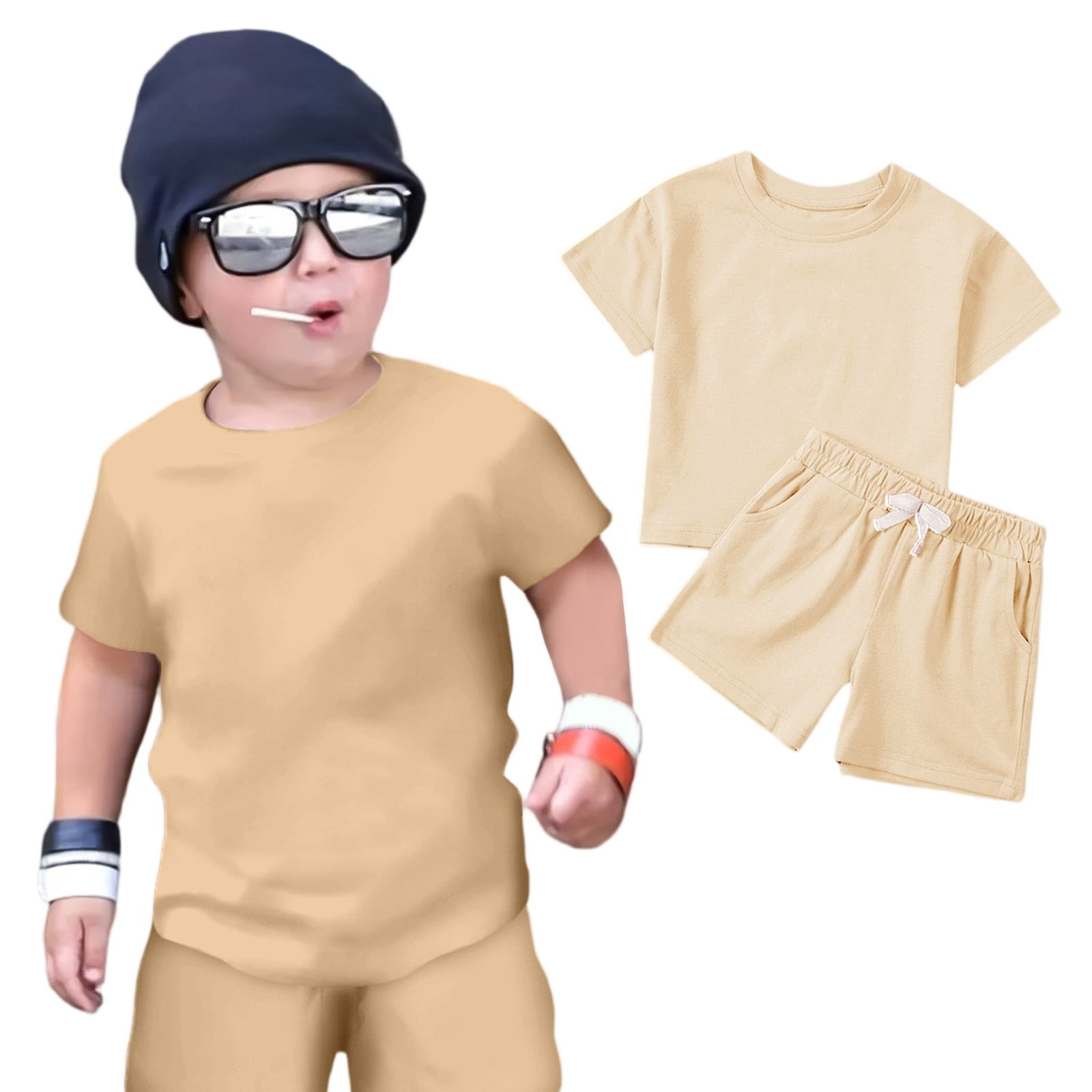 Abcomgle Girls Short Sets Size 7-8 Girls Two Piece Outfits Solid Color ...