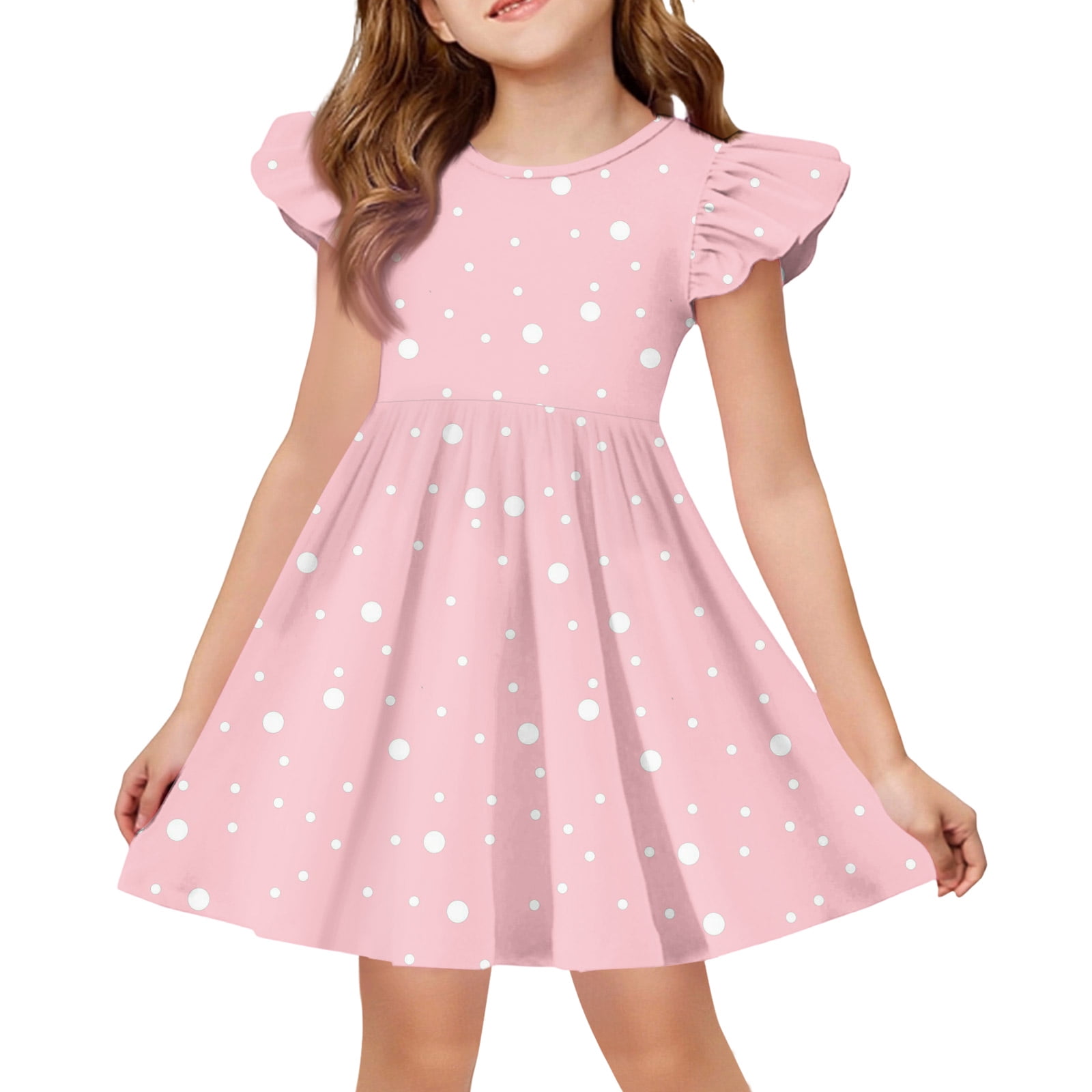 Abcomgle Girls Spring Dresses Size 10-12 Casual A-Line Flutter Sleeve ...