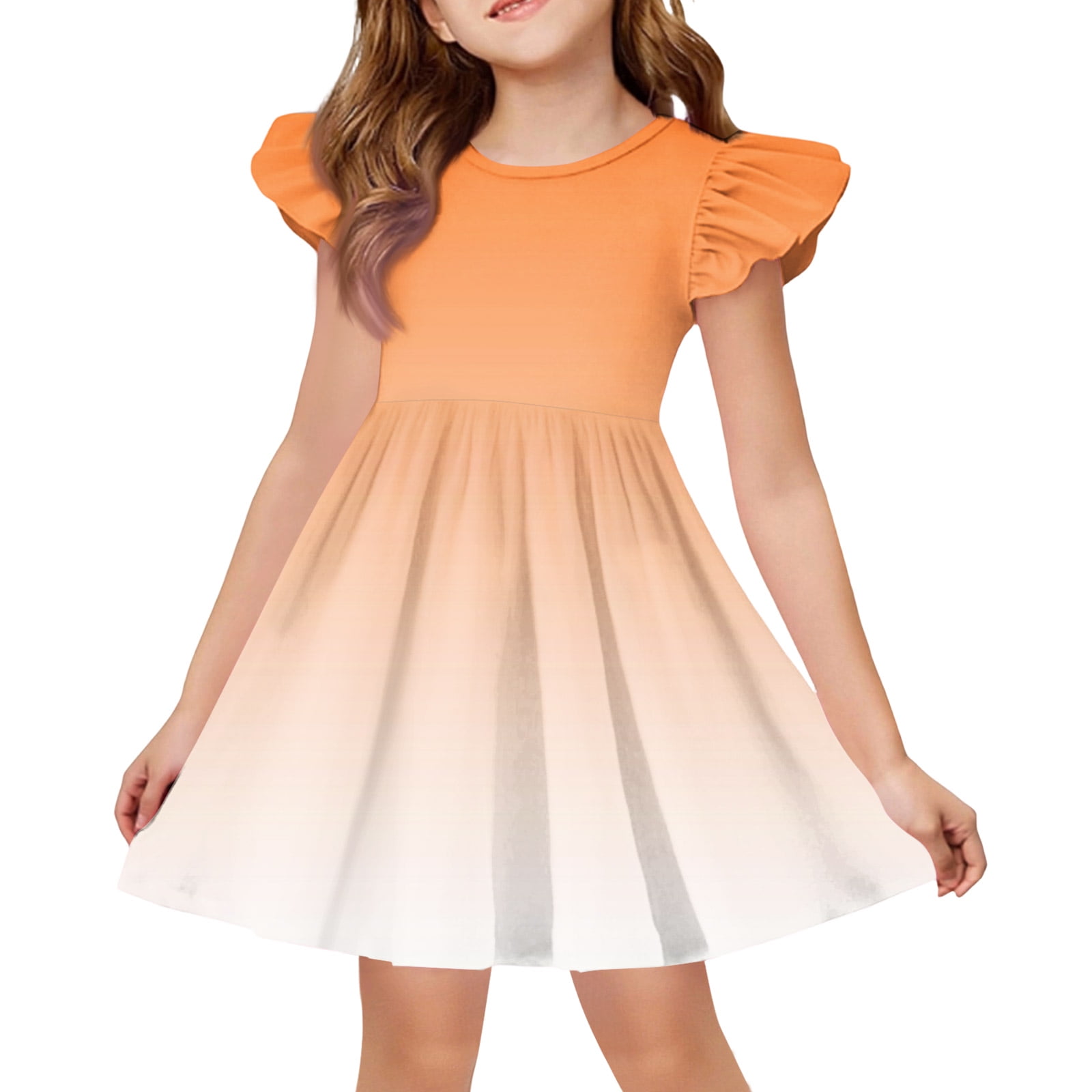 Abcomgle Girls Summer Dress Size 14-16 Casual A-Line Flutter Sleeve ...