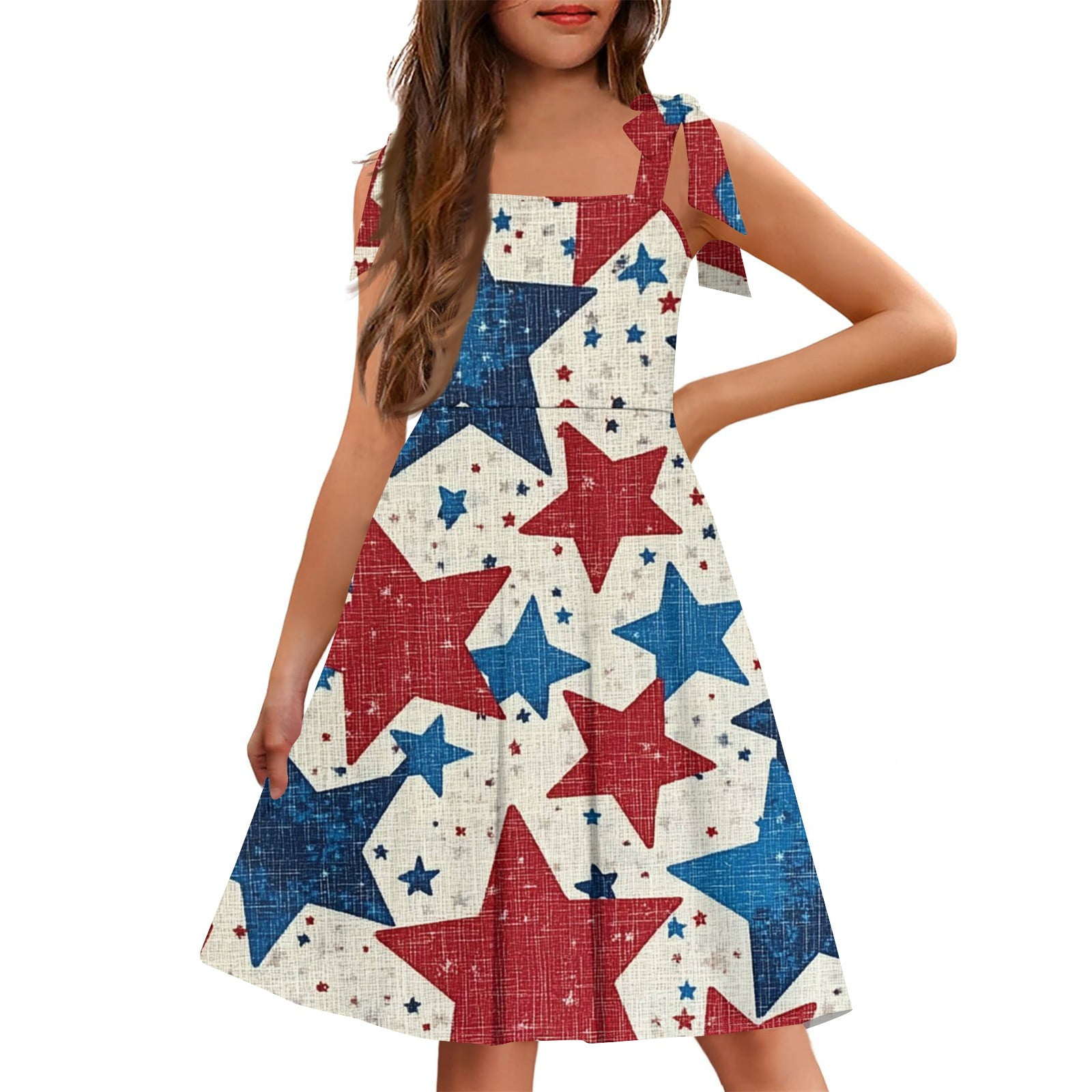 Abcomgle Girls Summer Dress Size 14-16 Casual Tie Shoulder Sleeveless ...