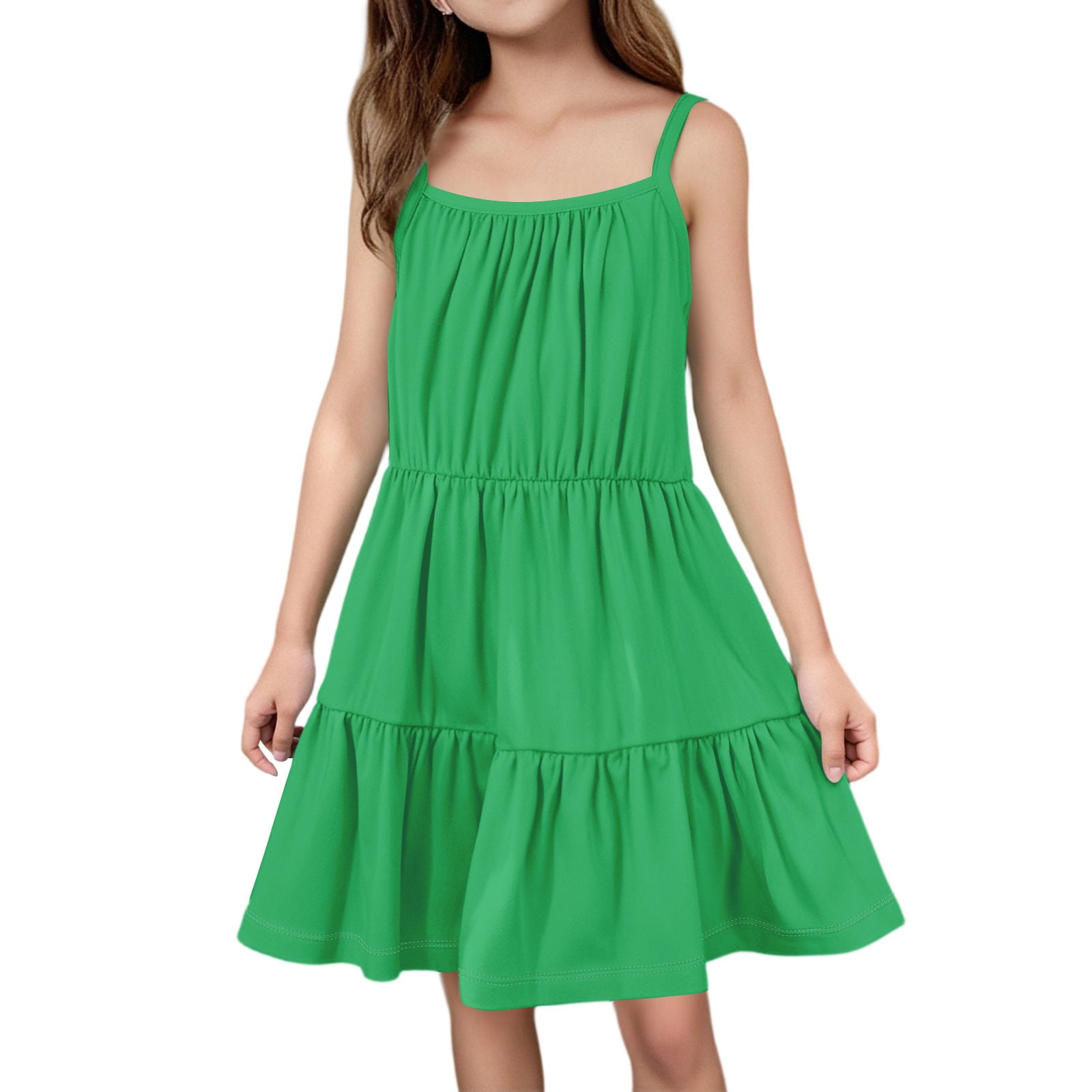 Abcomgle Girls Summer Dress Size 7-8 Casual Spaghetti Strap Sleeveless ...