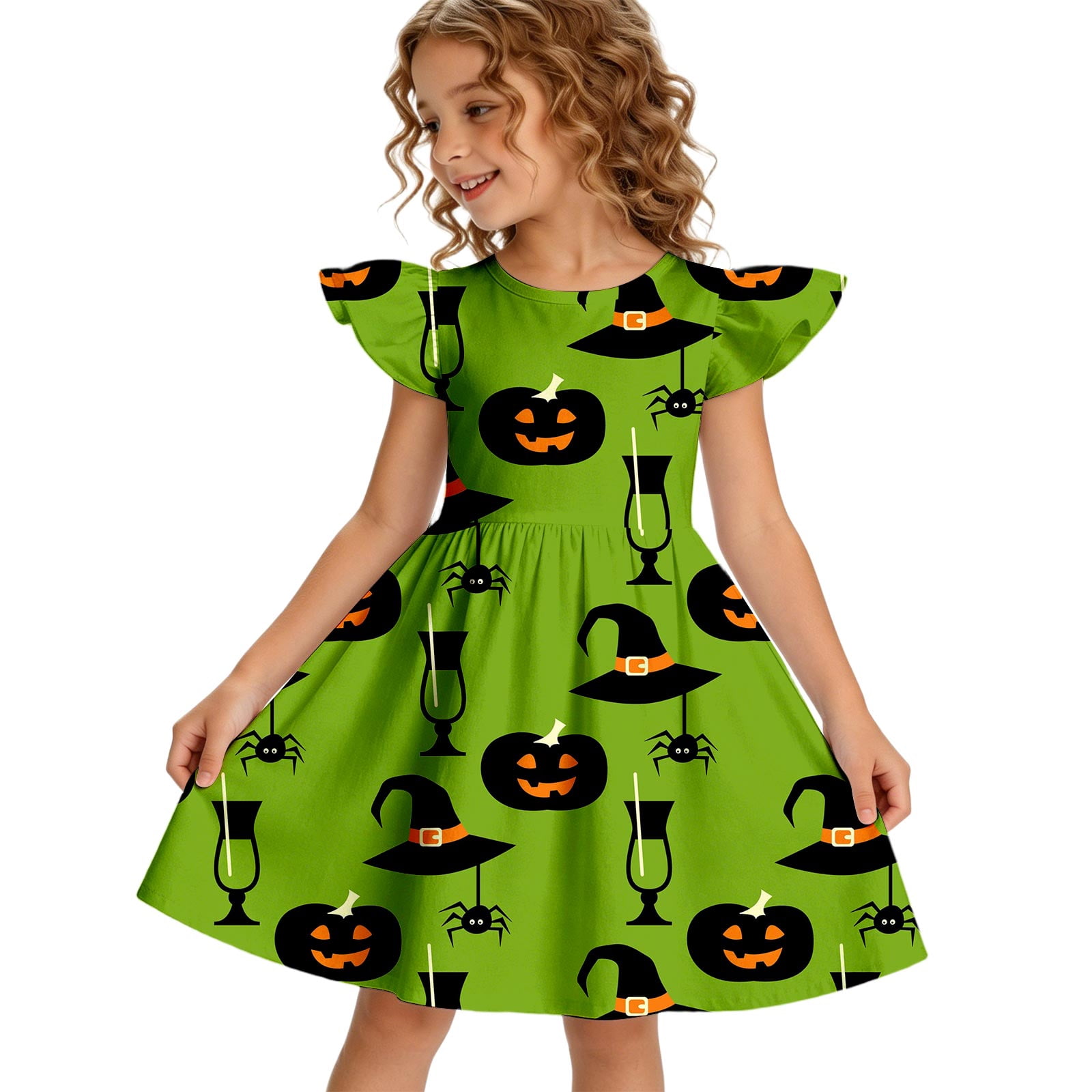 Abcomgle Girls Summer Dresses 10-12 Witchs Hat Pumpkin Graphic ...