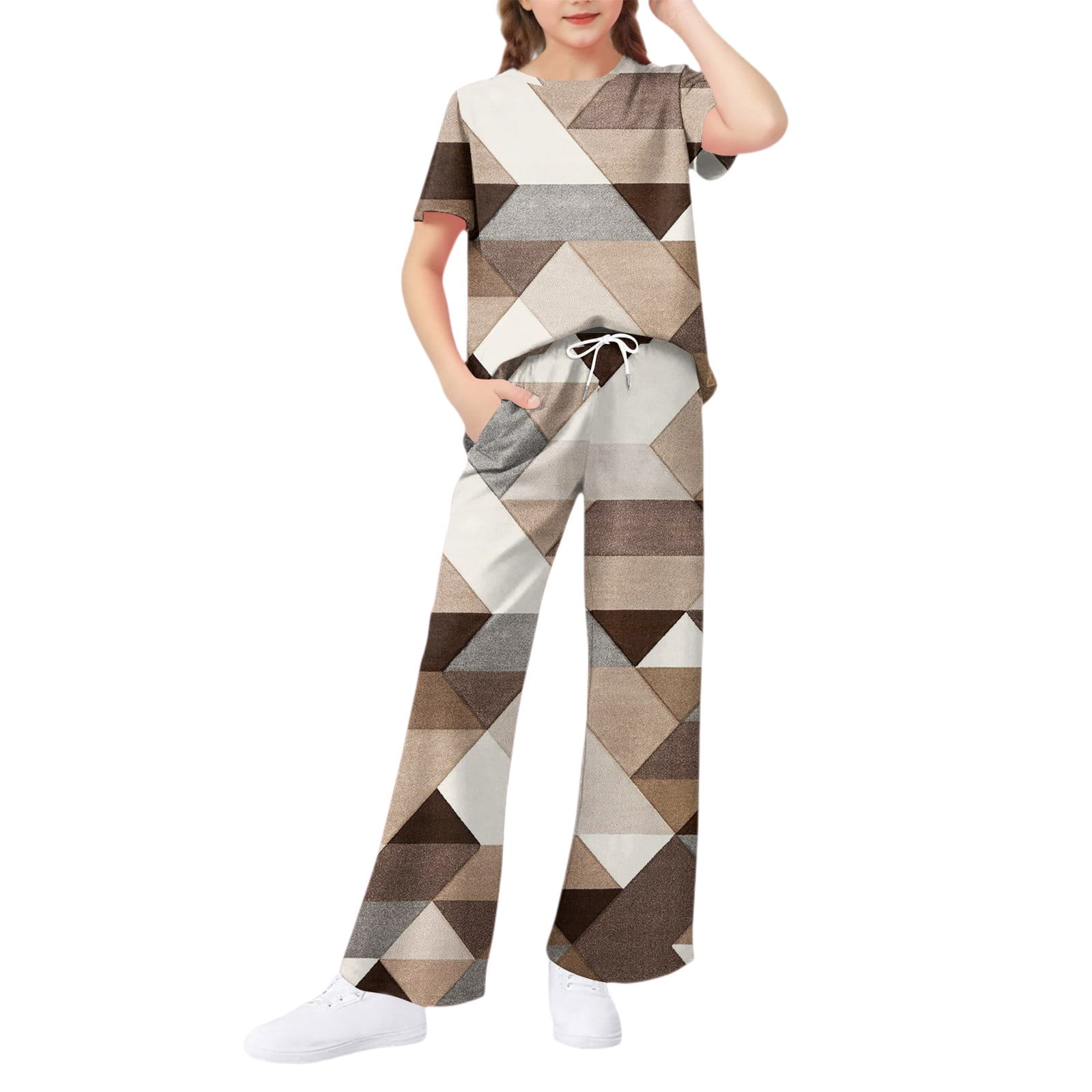 Abcomgle Girls Summer Outfits 4-16 Patchwork Short Sleeve T Shirts and ...