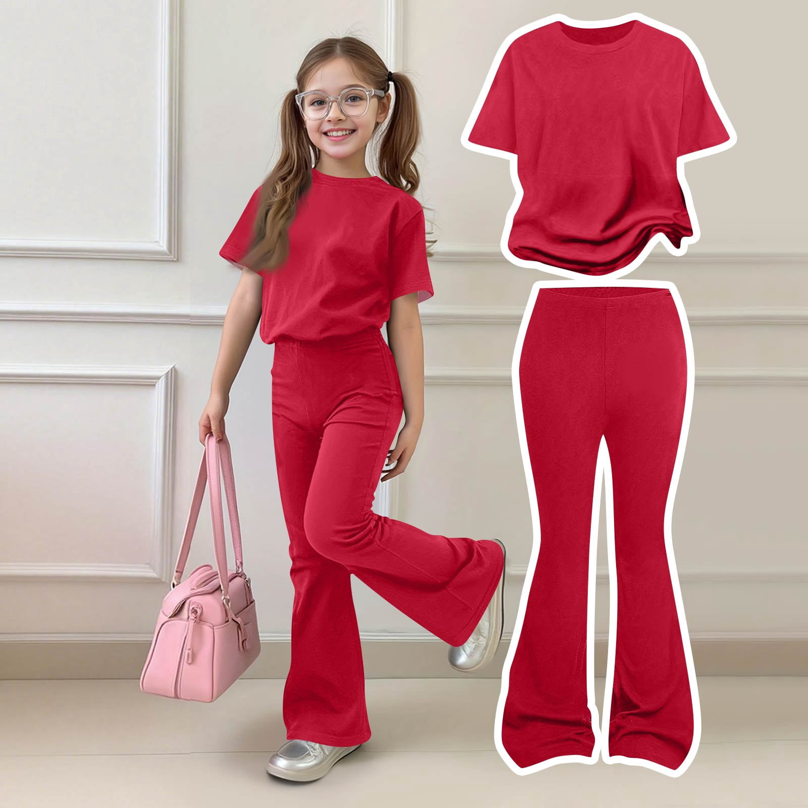 Abcomgle Girls Summer Outfits Size 10-12 Solid Short Sleeve T Shirts ...