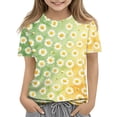 Abcomgle Girls Summer Tshirts 4-16 Crewneck Daisy Flower Print Tshirt ...