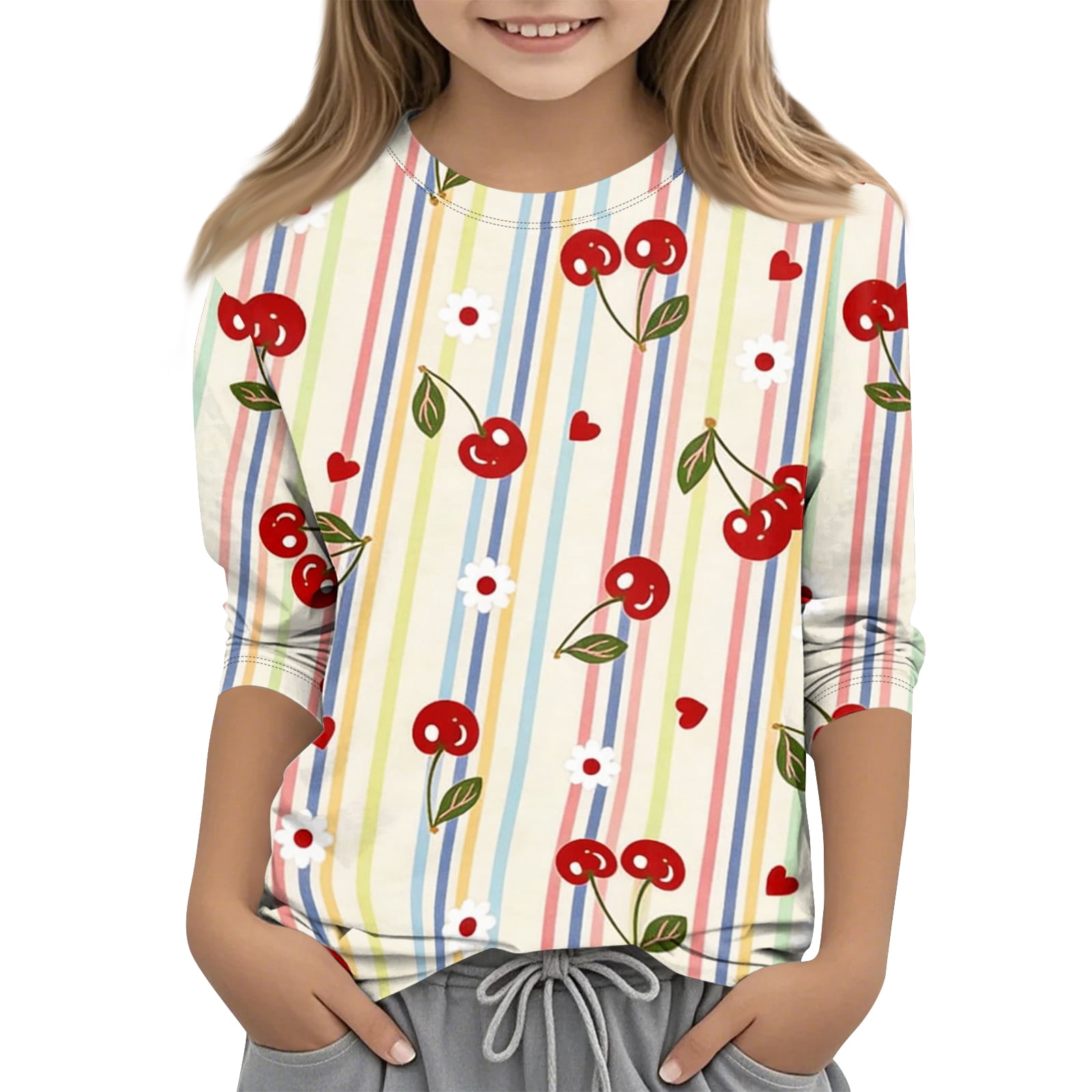 Abcomgle Girls Summer Tshirts 4-16 Summer 3/4 Sleeve Tshirt Daisy ...
